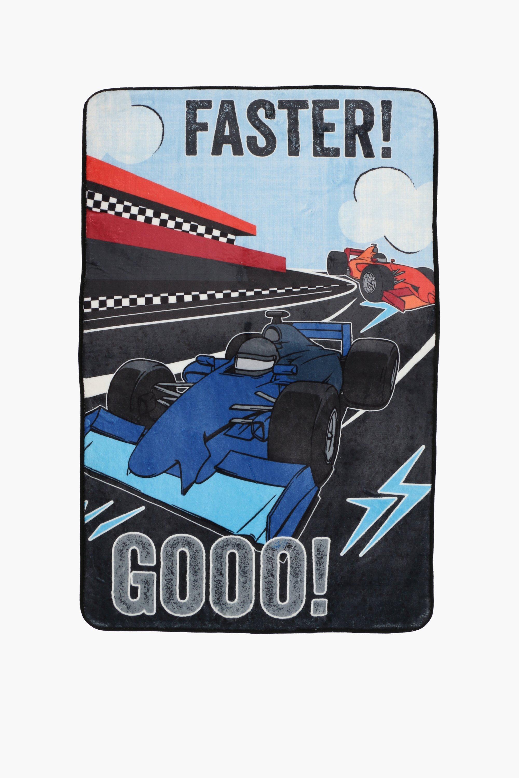 Printed Racing Flannel Rug, 70x110cm