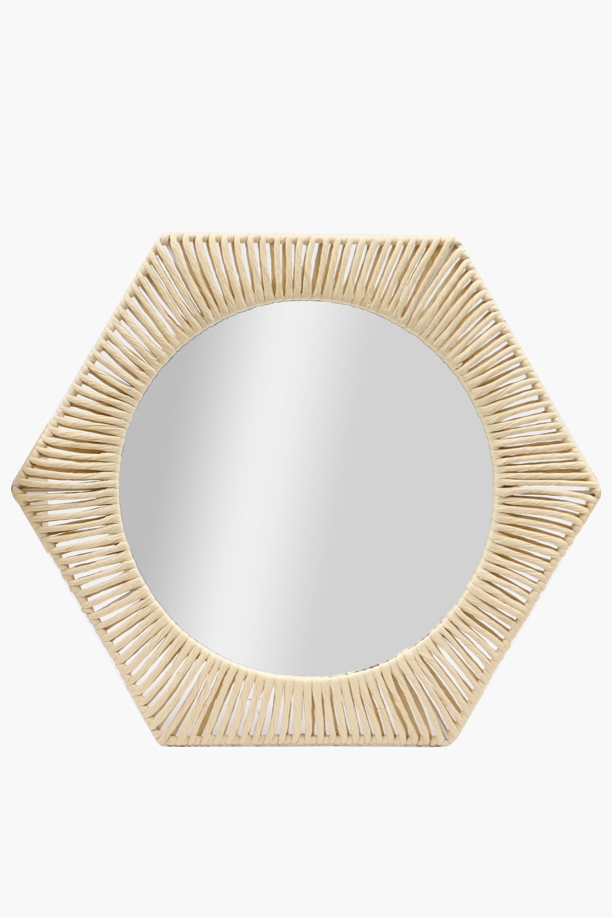 Rattan Hexagon Mirror, 60cm