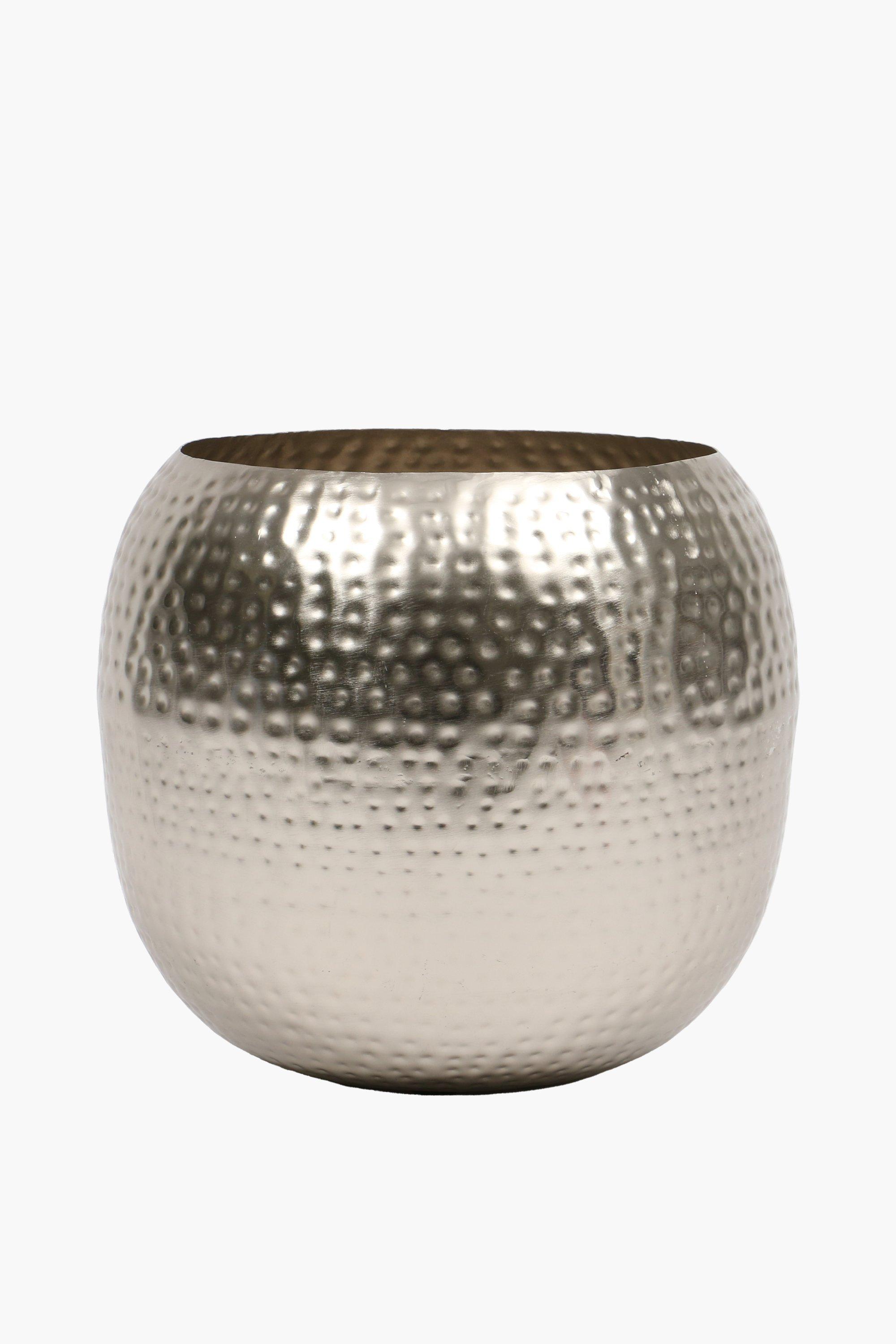 Beaten Metal Planter, 26x25cm