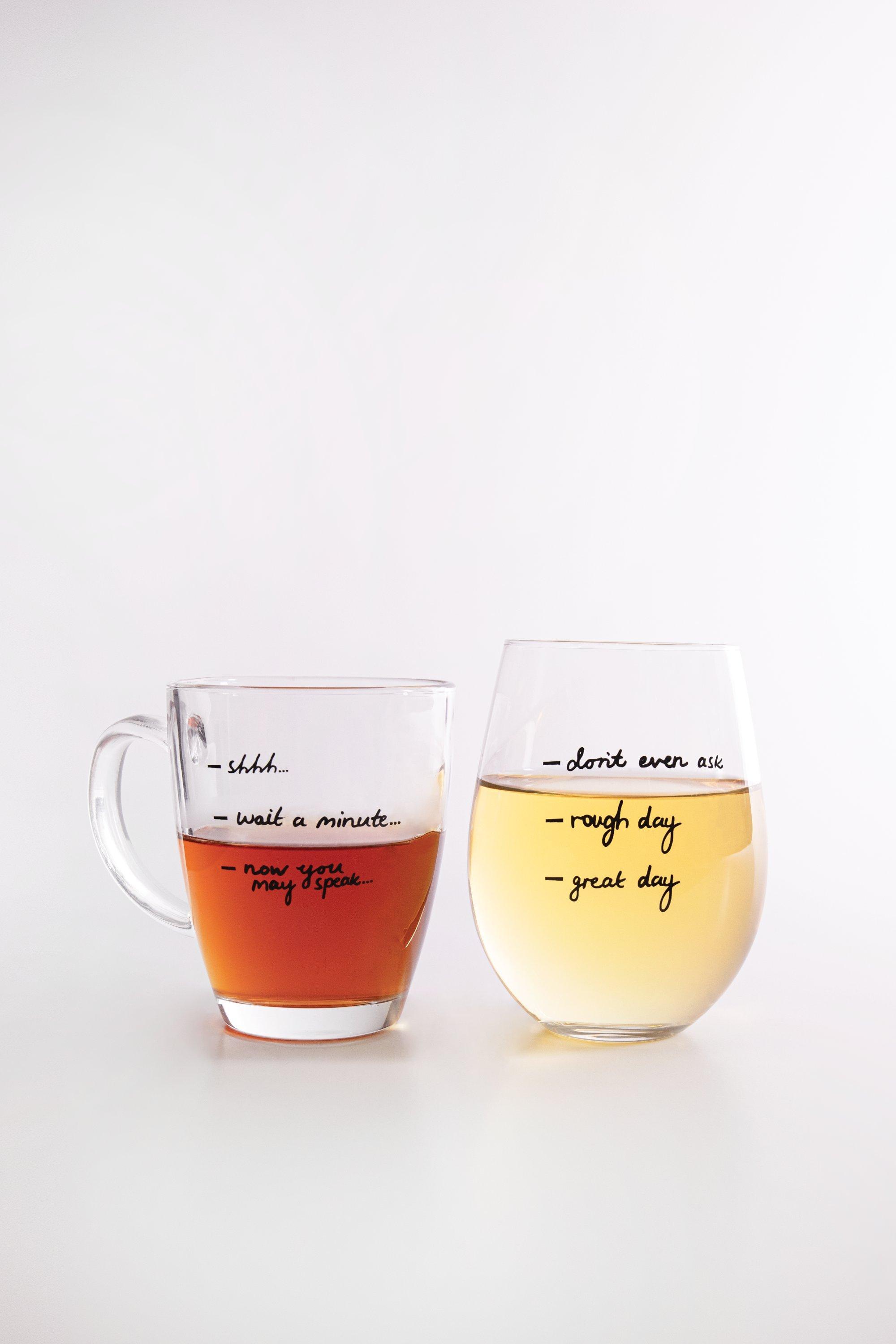 2 Script Glass Drinkware Set
