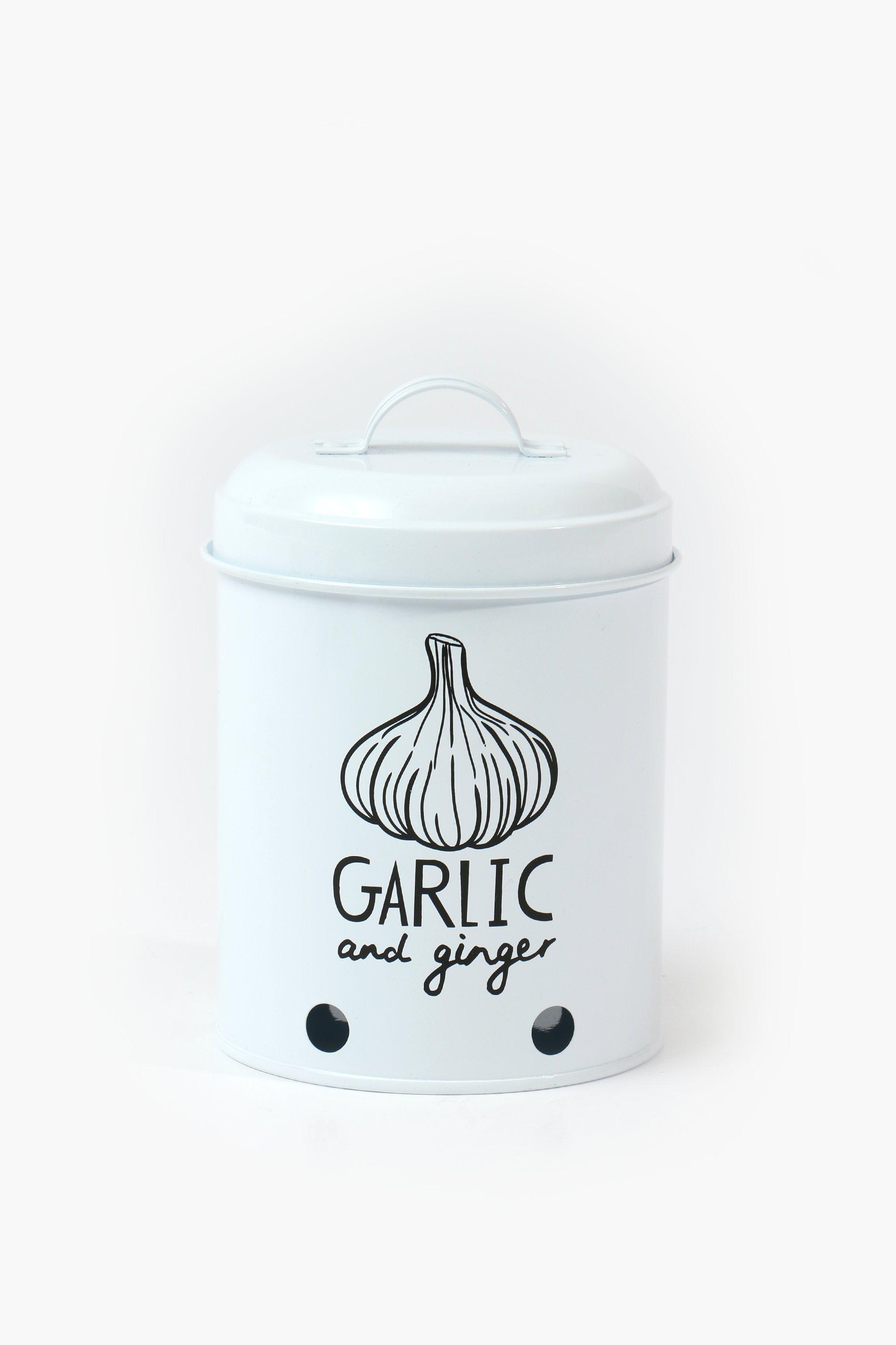 Galvanised Metal Garlic And Ginger Storage Tin