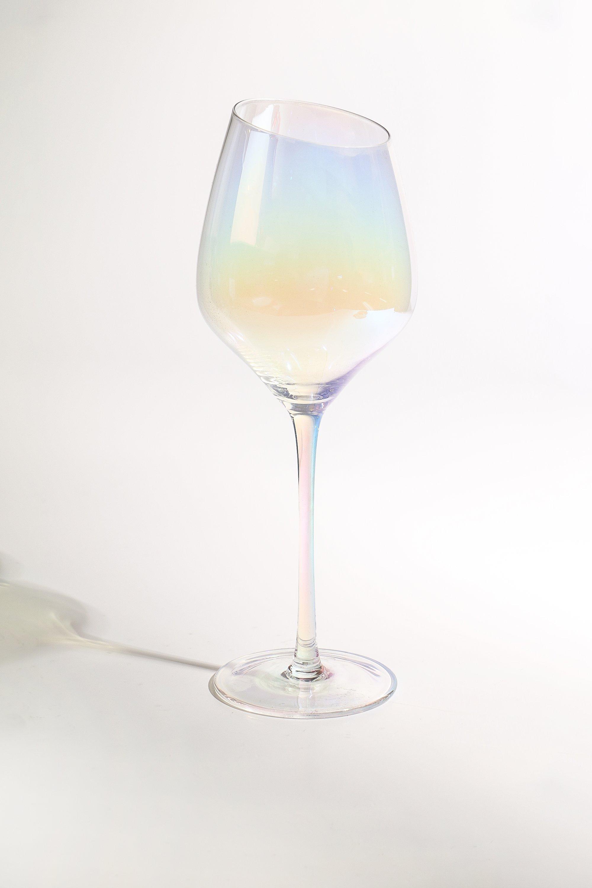 Iridescent Red Wine Glass