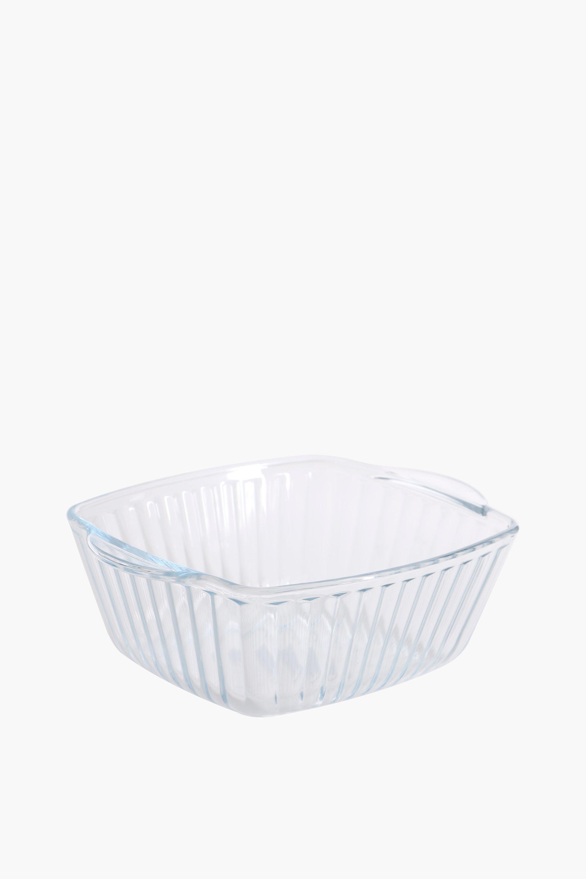 Ribbed Square Glass Bowl