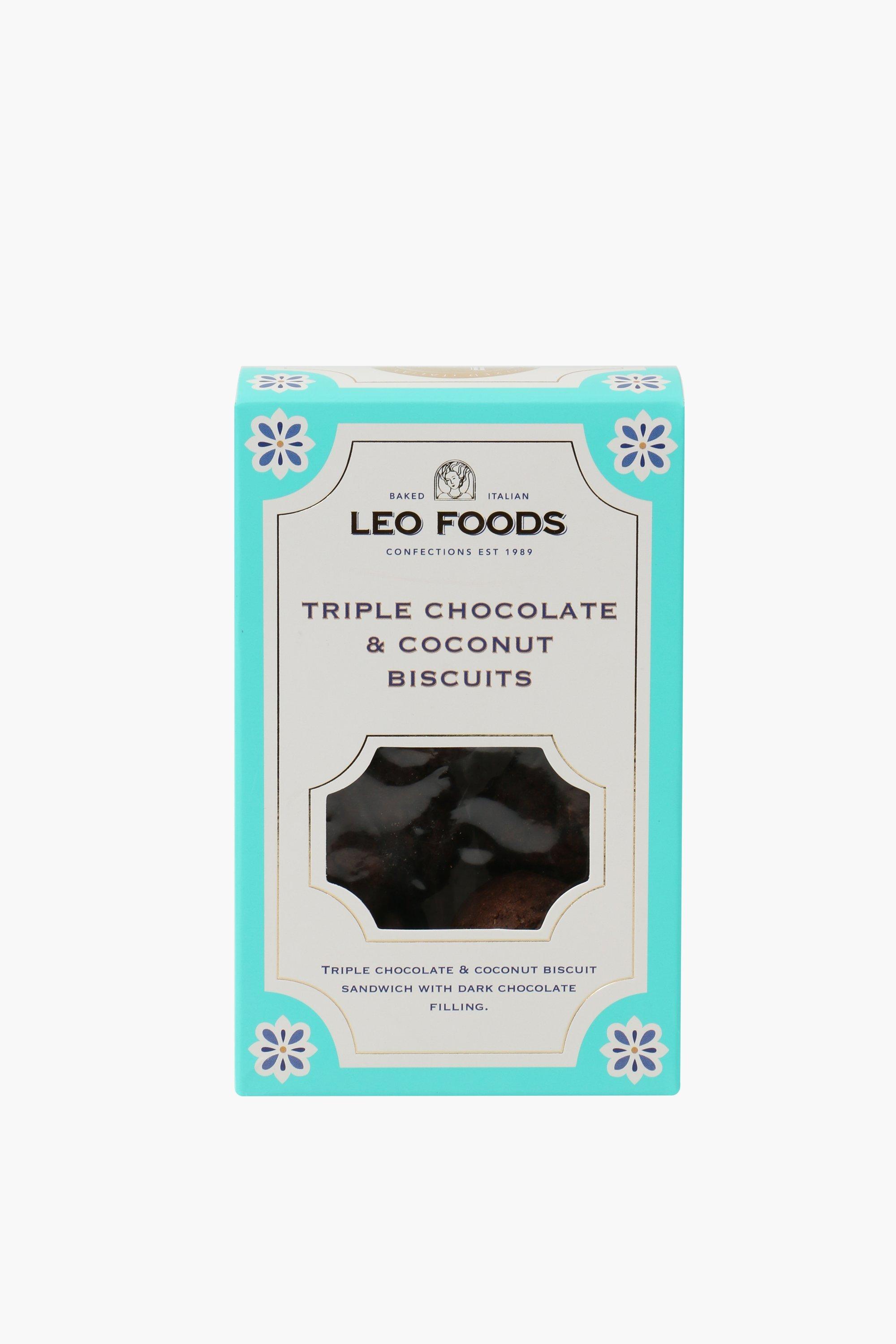 Leo Foods Triple Chocolate And Coconut Biscuits, 180g