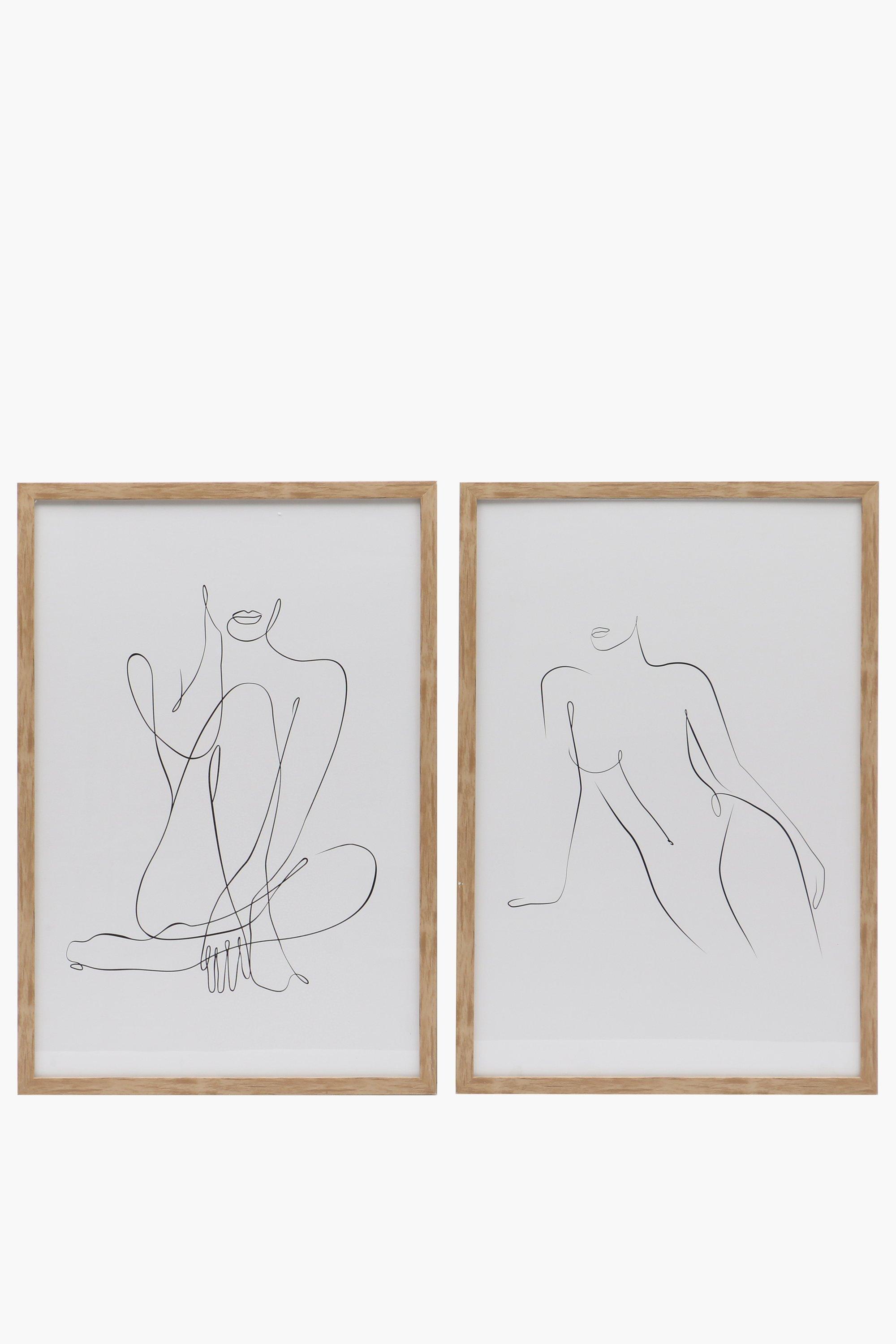 2 Piece Framed Line Figures, 40x60cm