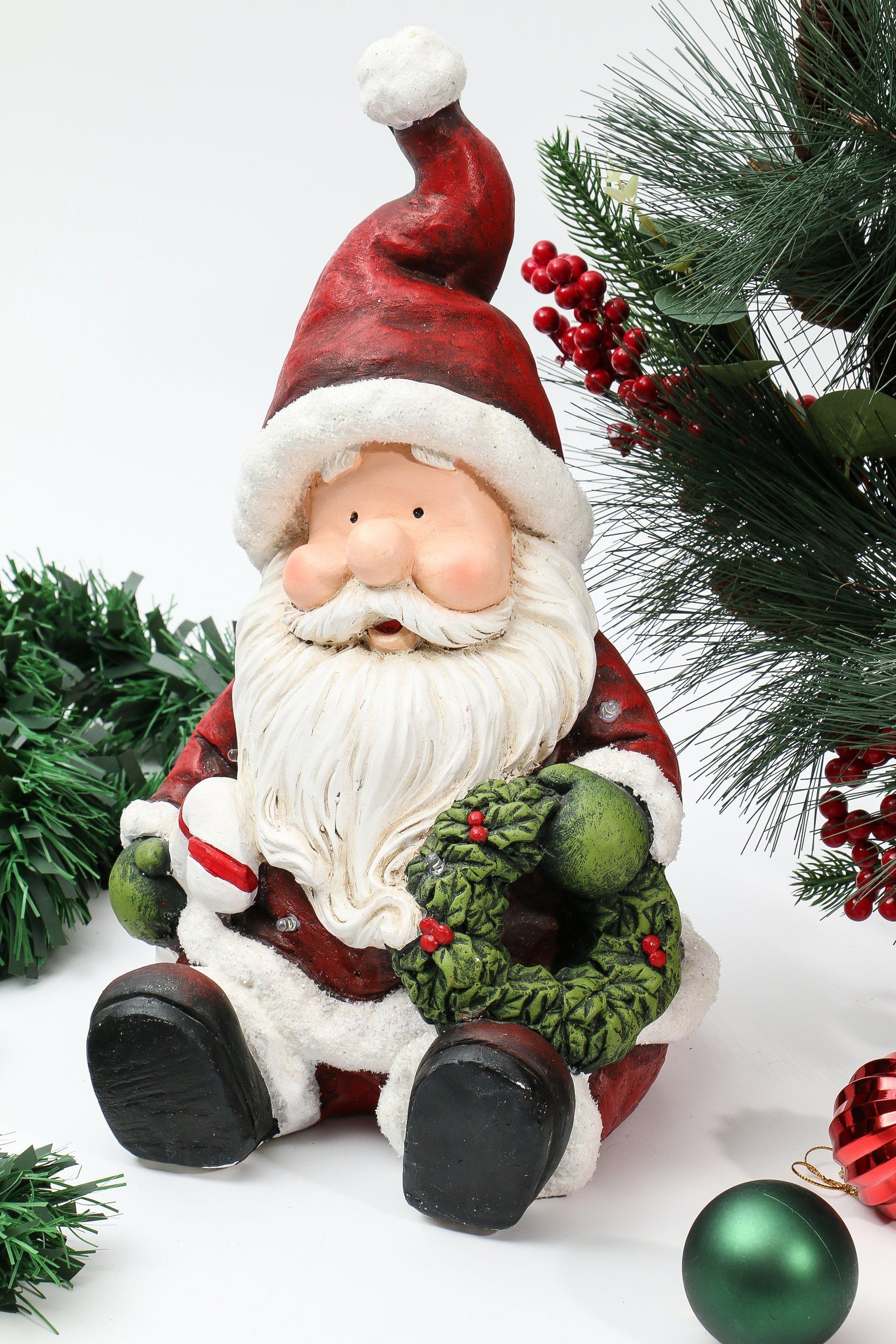 Seated Santa Led Statue, 24x38cm