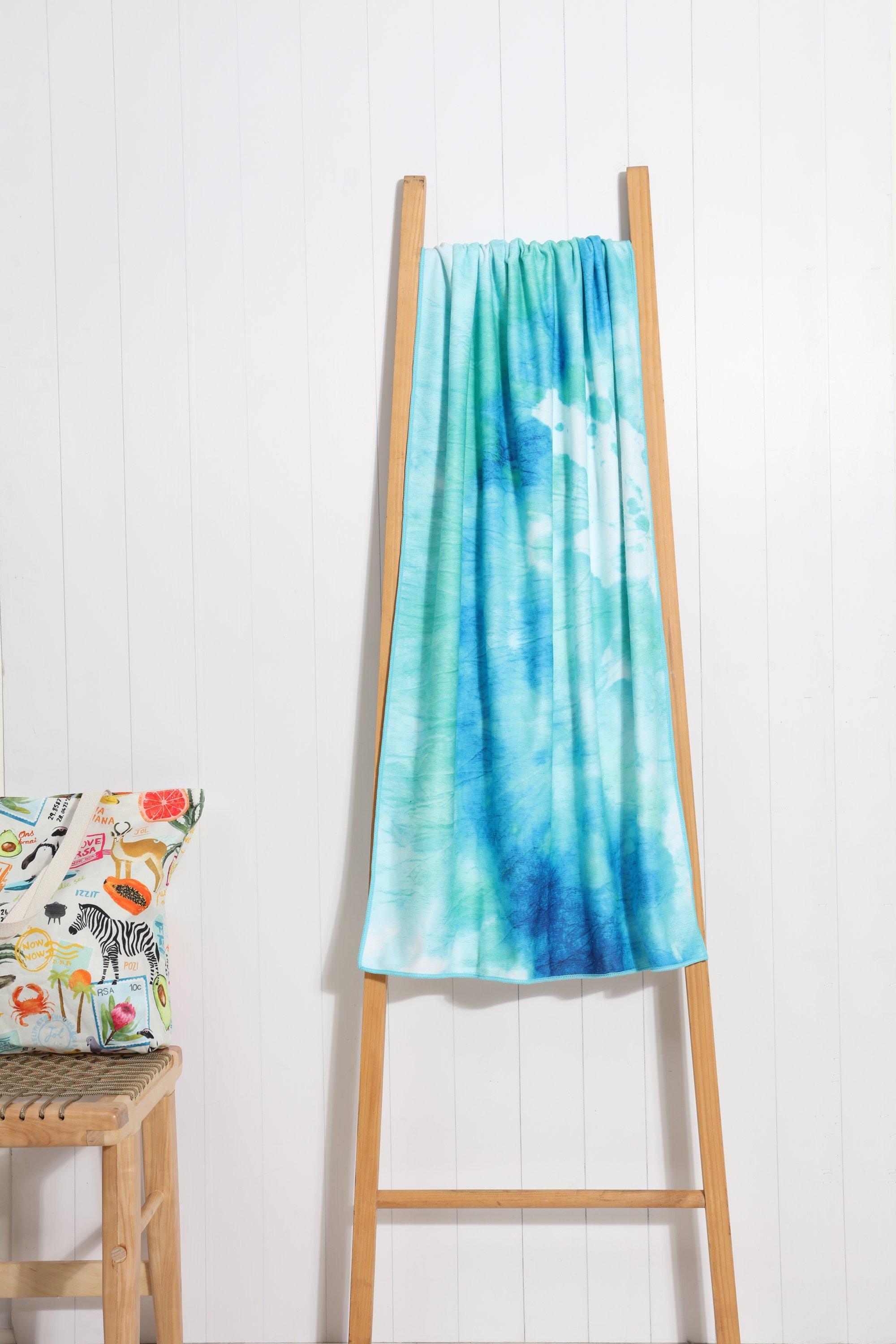 Microfibre Printed Tye Dye Abstract Beach Towel Small, 70x130cm