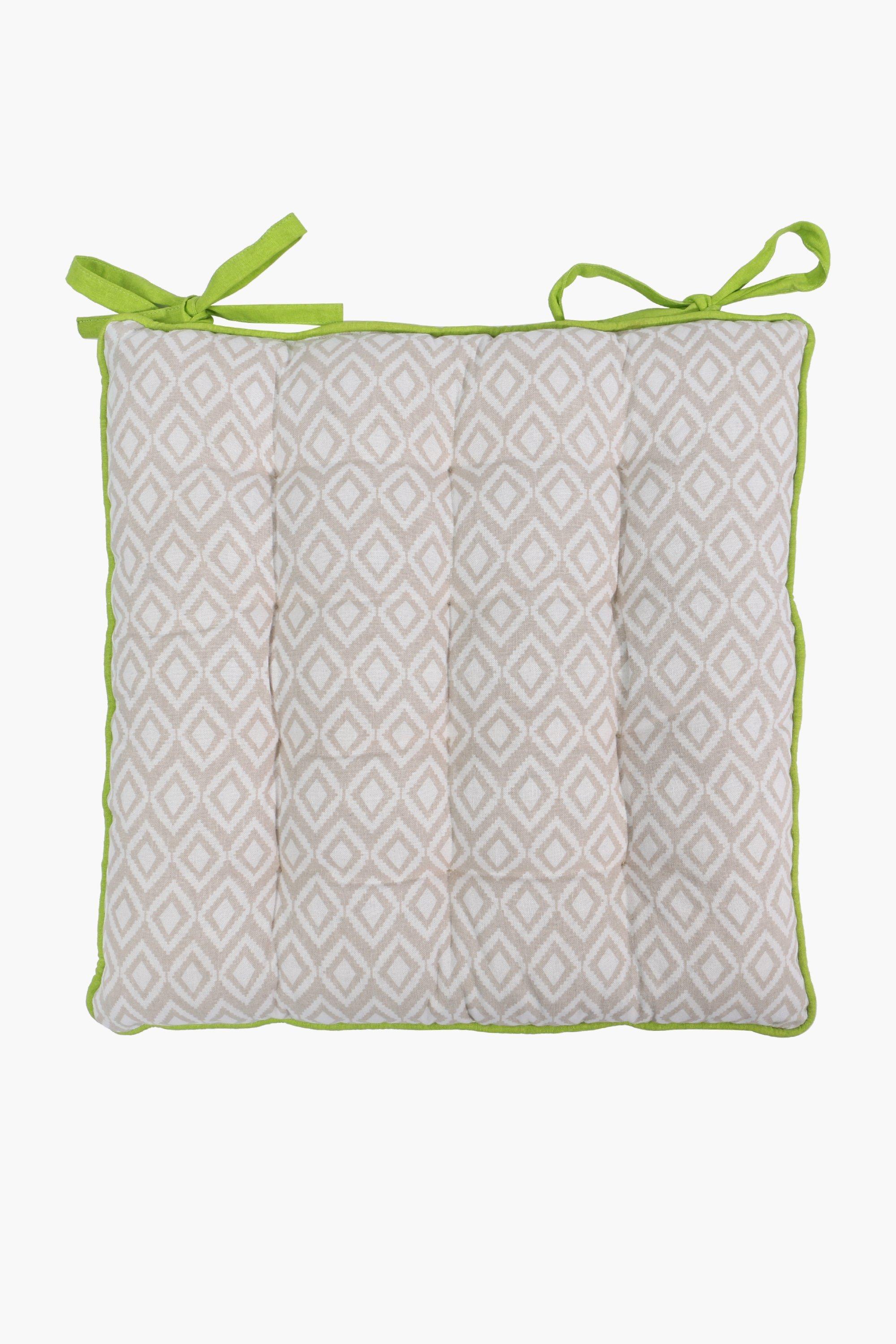 Printed Geometric Contrast Chair Pad, 40x40cm