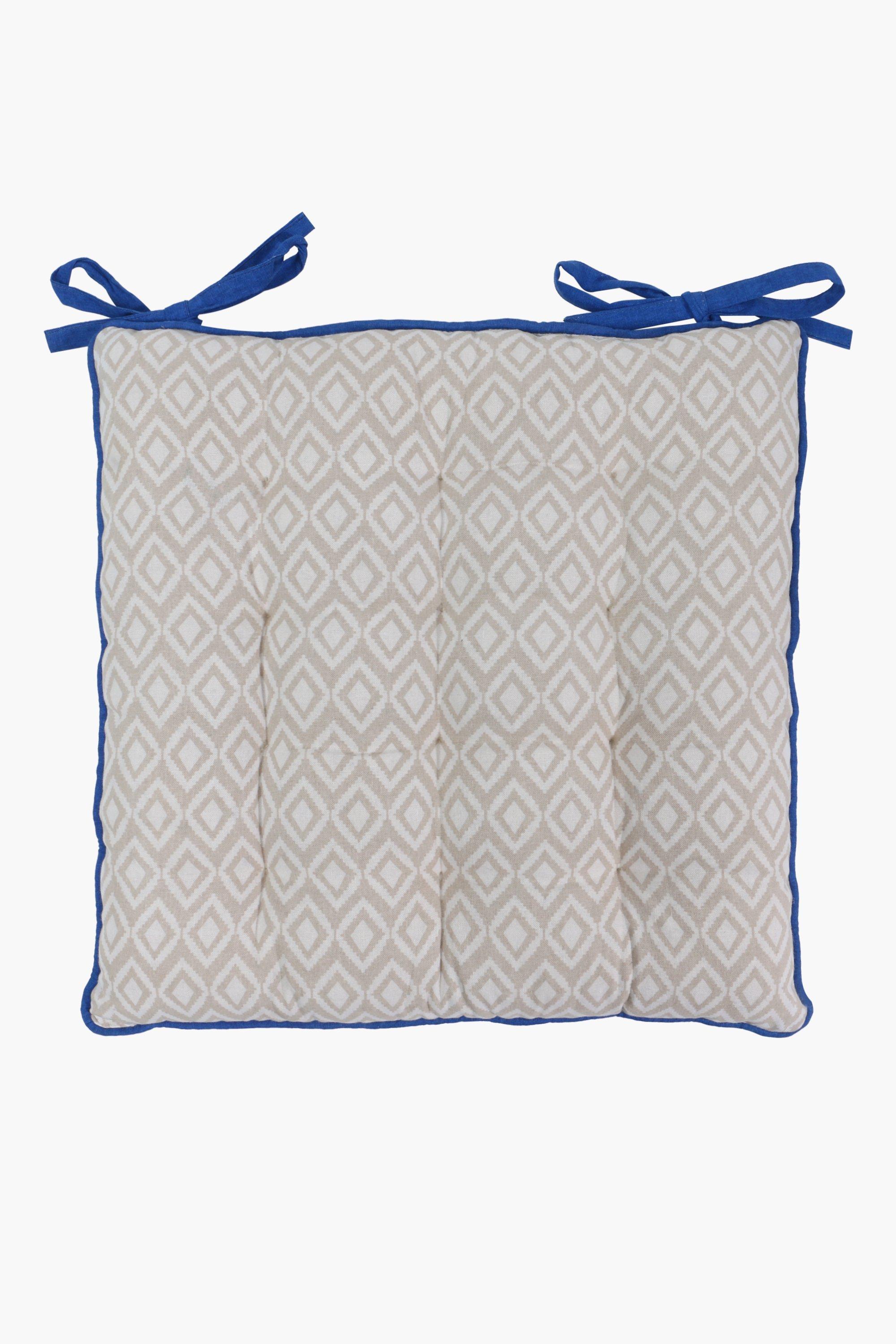 Printed Geometric Contrast Chair Pad, 40x40cm