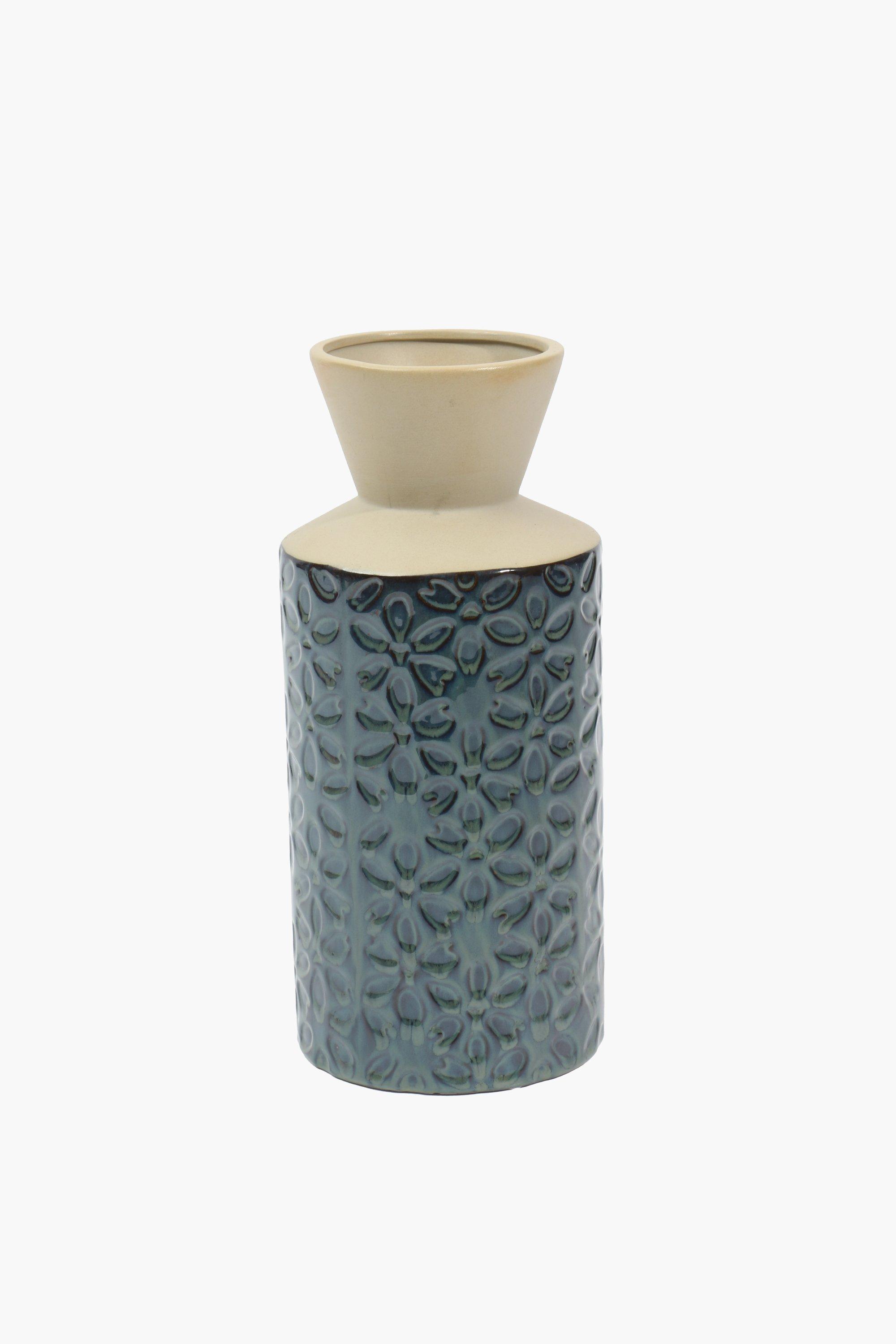 Floral Embossed Vase, 14x30cm