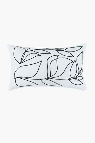 Woven Leaf Outline Cotton Scatter Cushion, 30x50cm