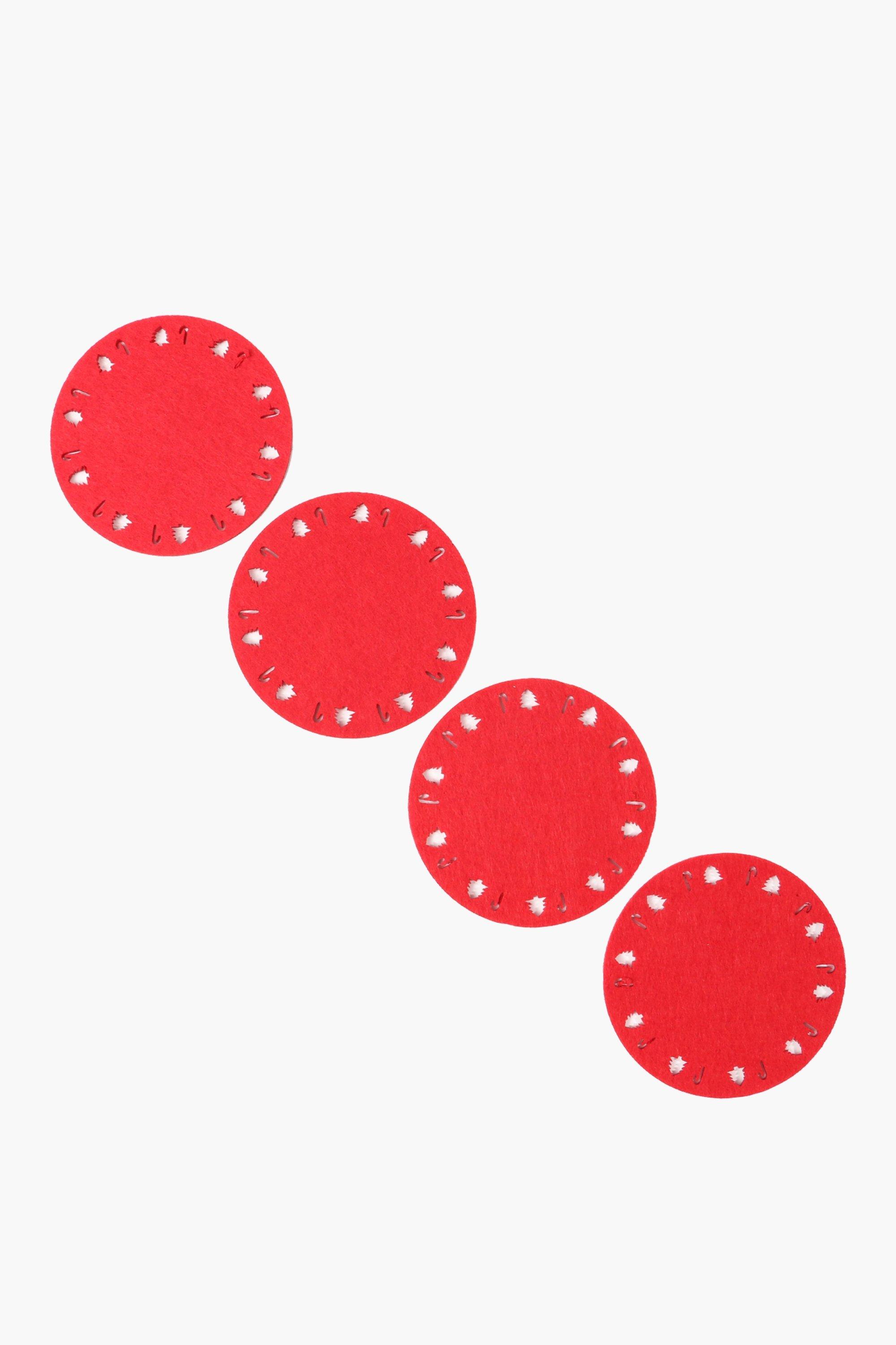 Pack Of 4 Festive Felt Coasters