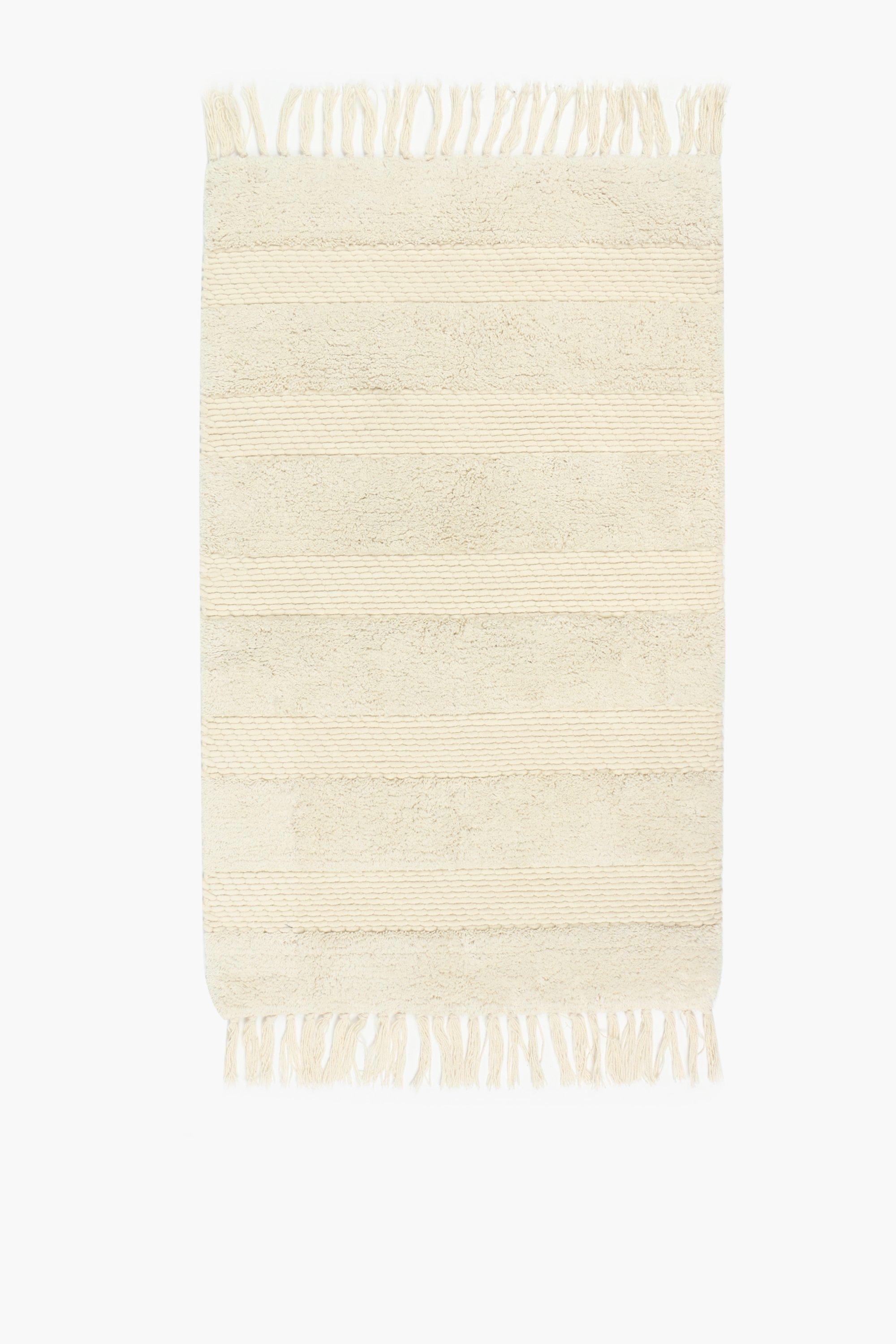 Cotton Woven Braided Stripe Bath Mat, 50x80cm