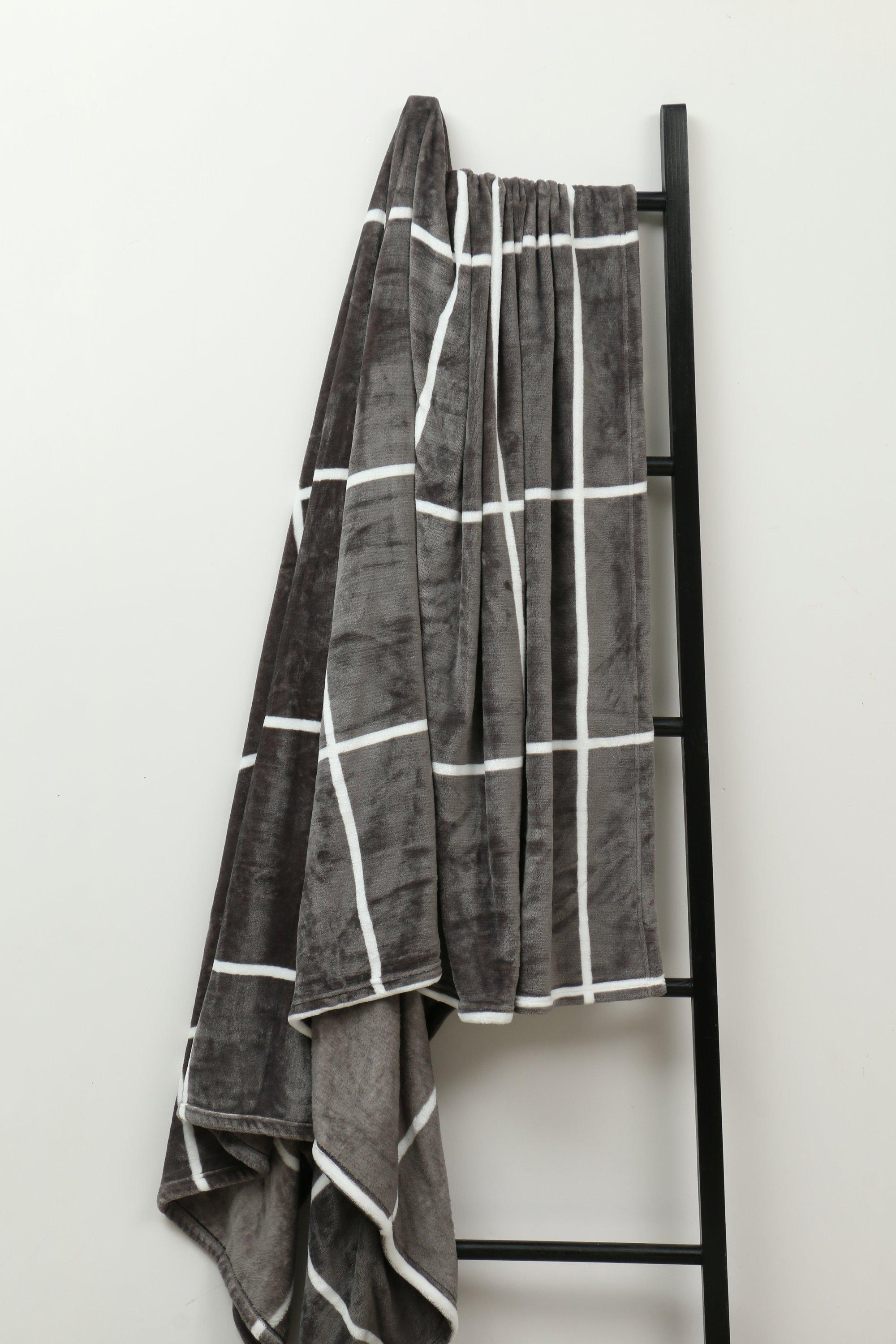 Super Plush Grid Check Blanket, 200x220cm