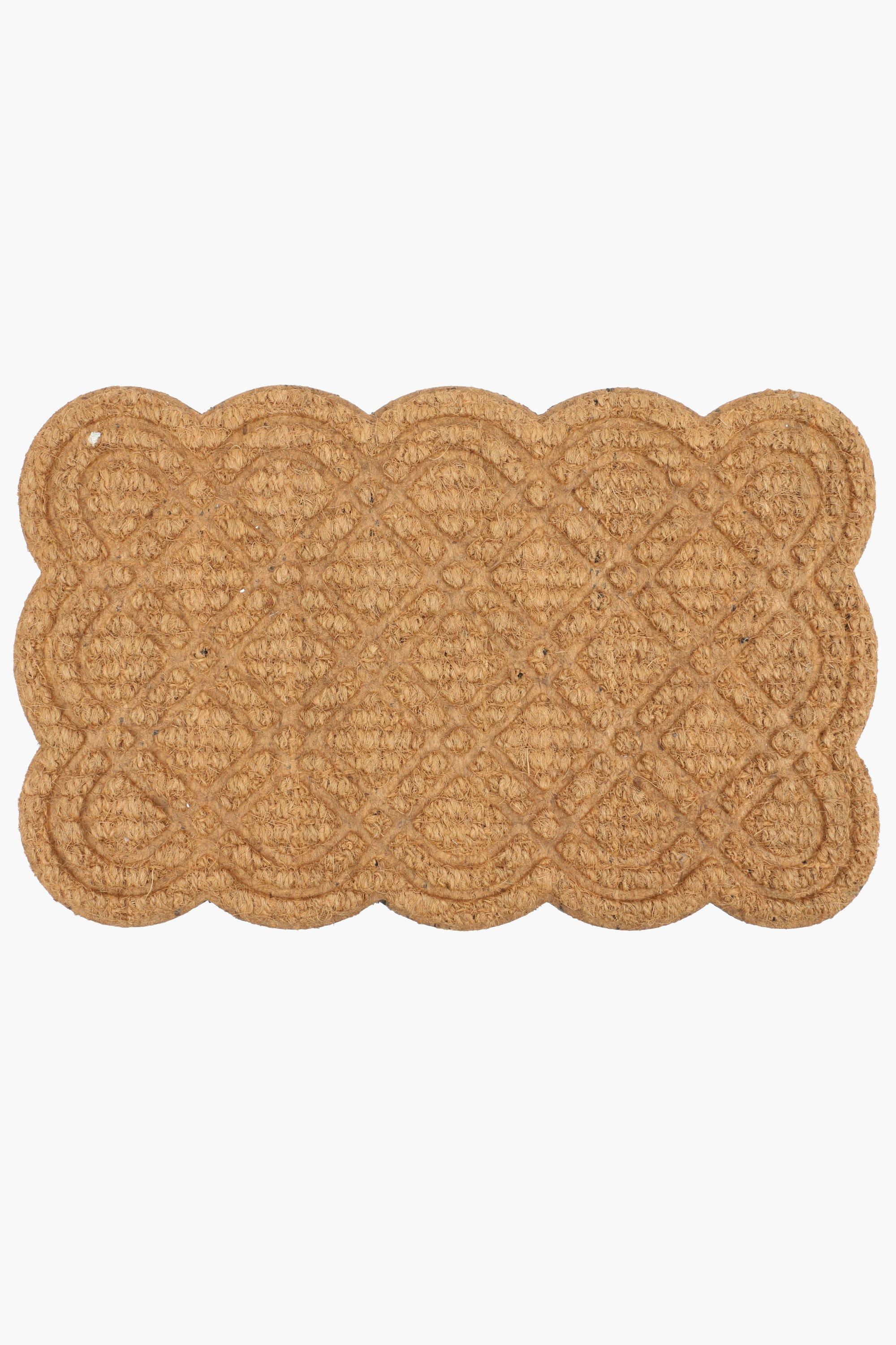 Coir Embellished Scallop Door Mat, 45x75cm