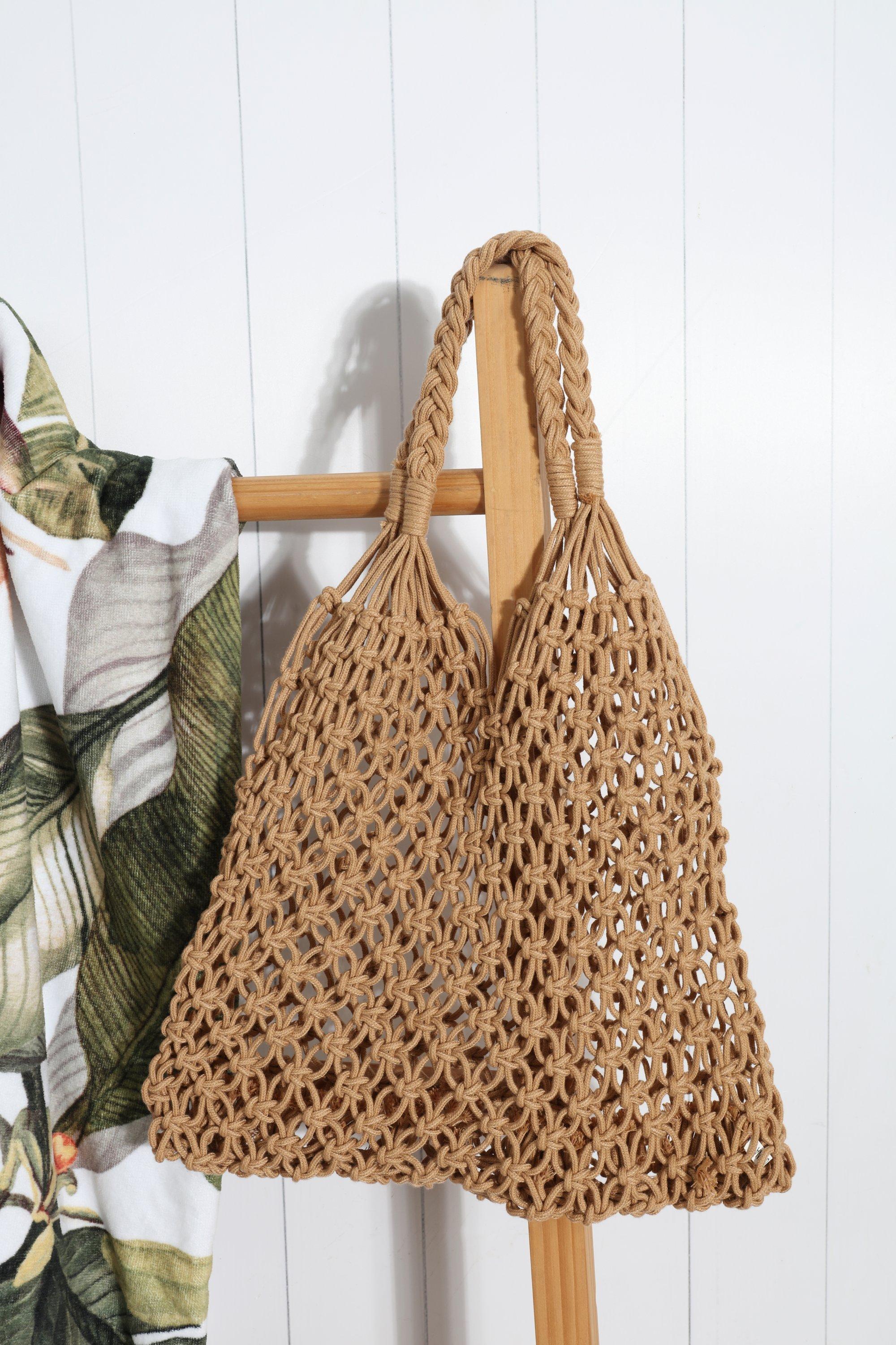 Crochet Rustic Beach Bag, 30x23cm