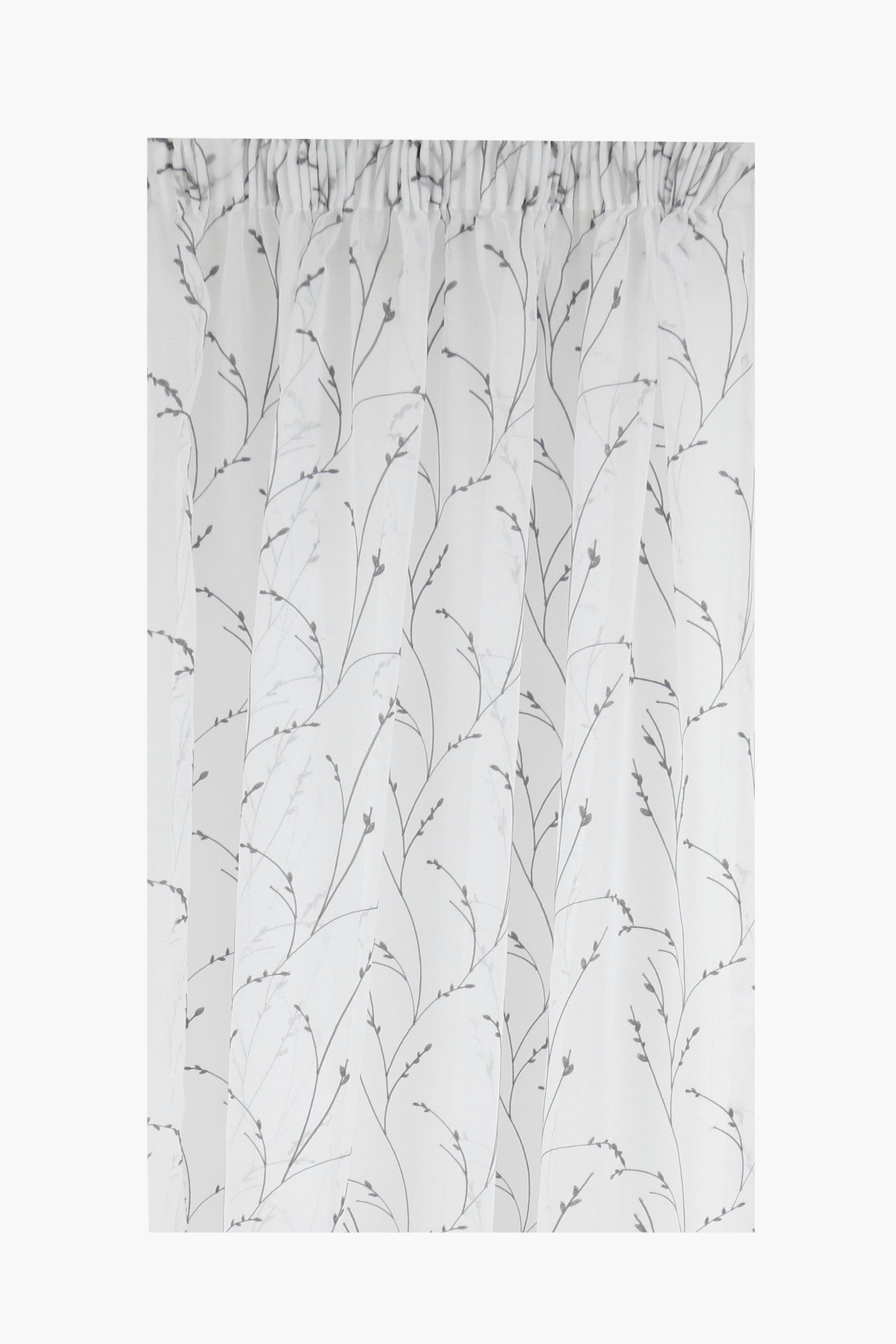 Sheer Embroidered Daisy Taped Curtain, 270x218cm