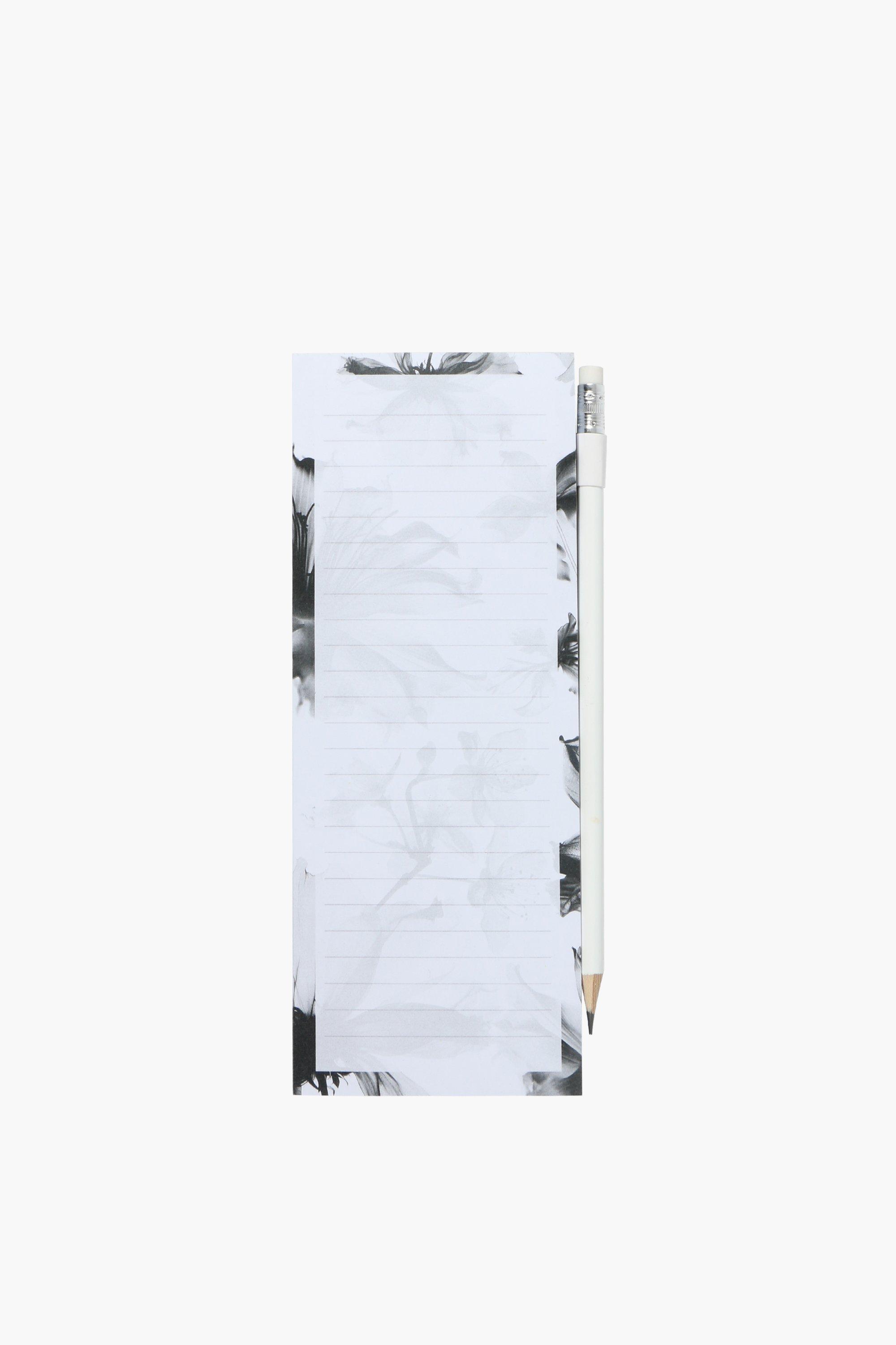 Mono Floral Notepad With Pencil