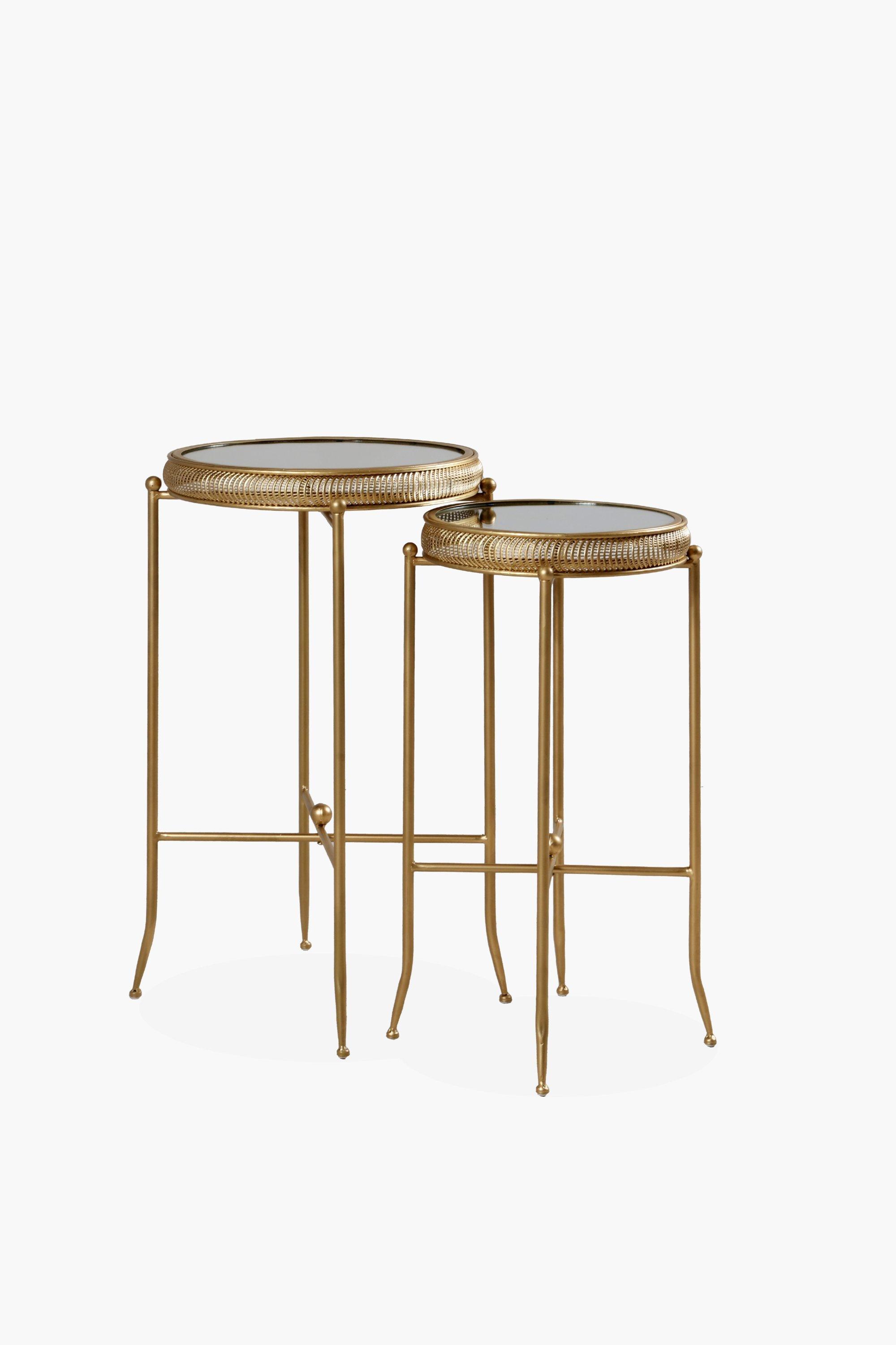 Scalloped Metal Side Table Set