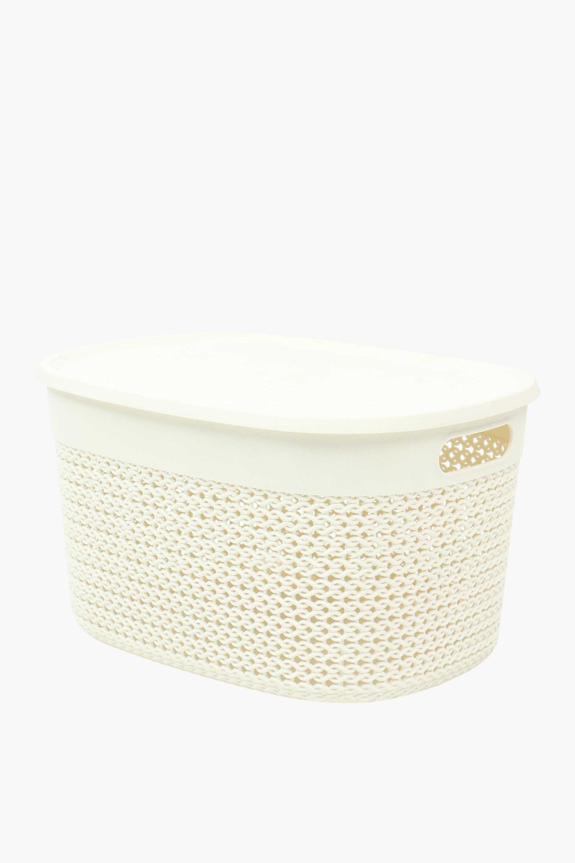 Lidded Knit Storage Basket Large, L39xw29xh22cm