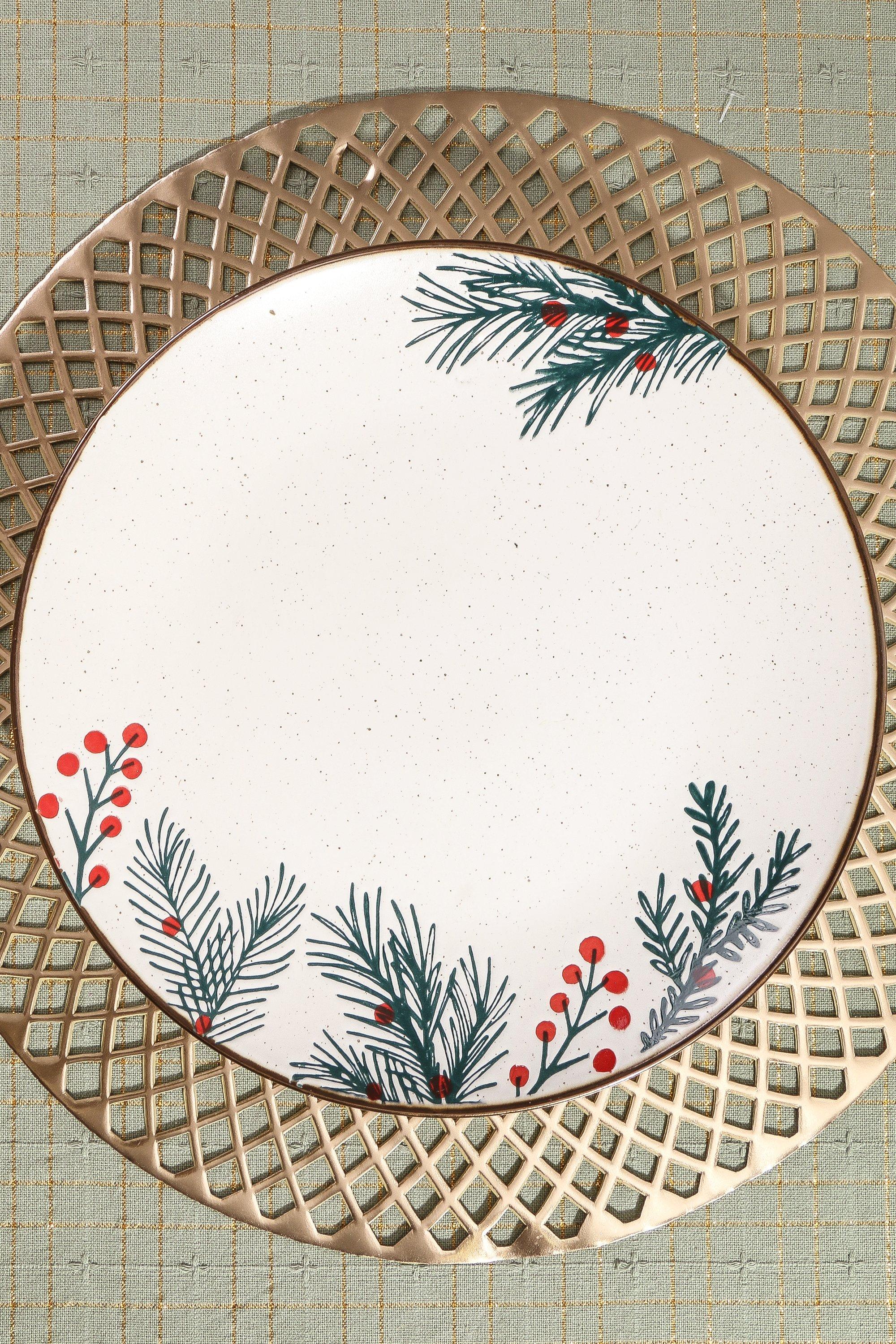 Mistletoe Stoneware Dinner Plate