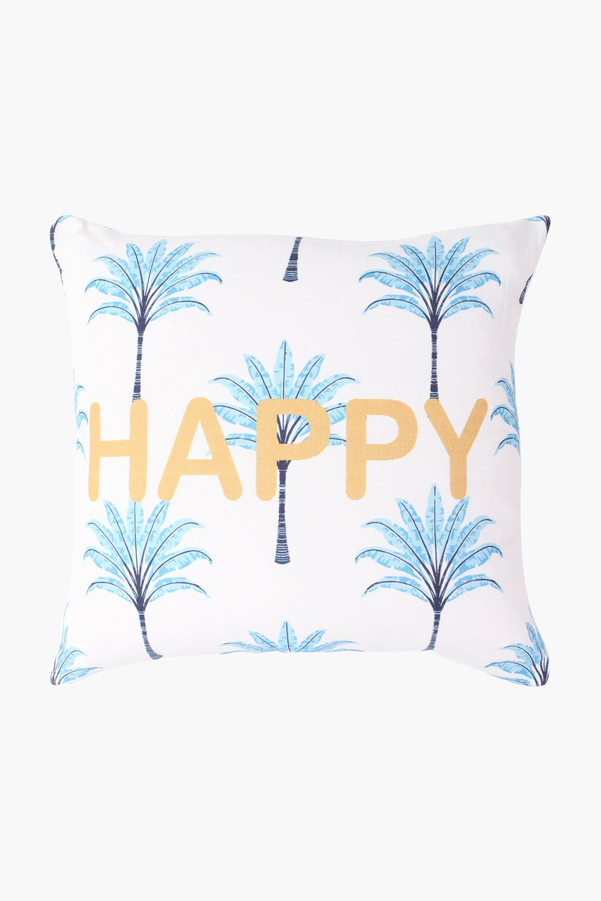 Printed Textured Happy Palm Scatter Cushion, 50x50cm