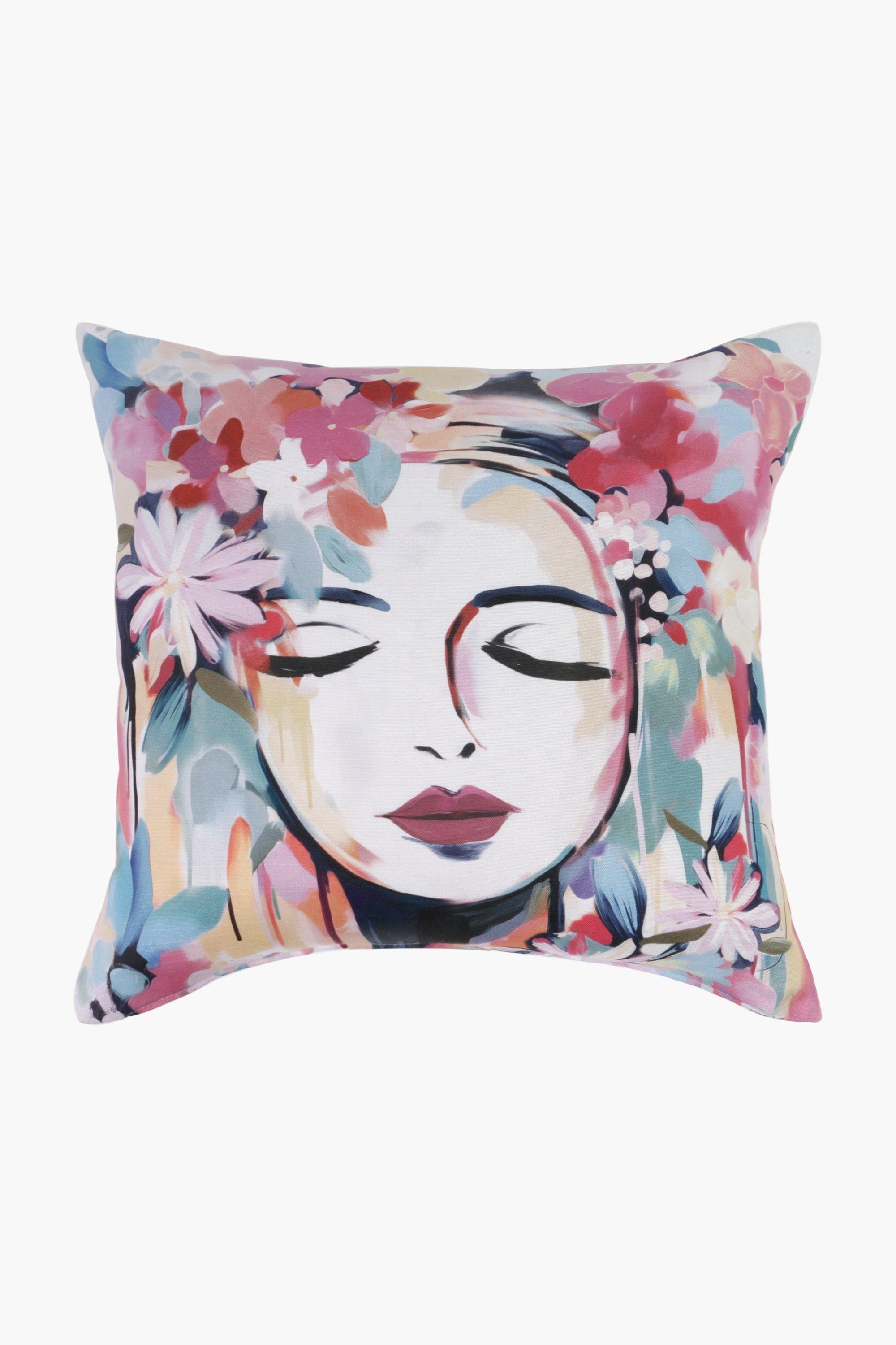 Printed Este Face Scatter Cushion, 50x50cm