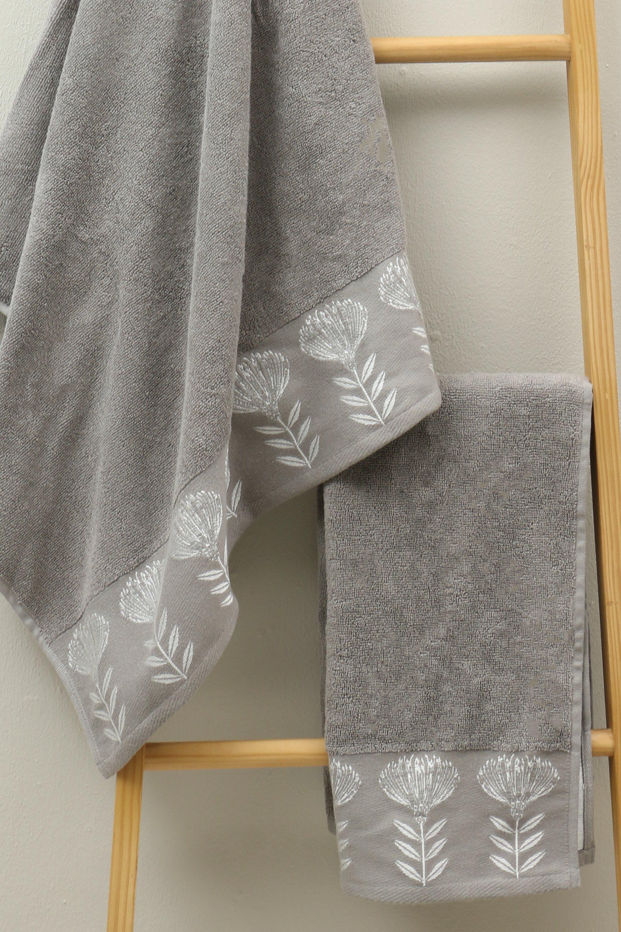 Embroidered Rustic Cotton Bath Sheet, 85x150cm