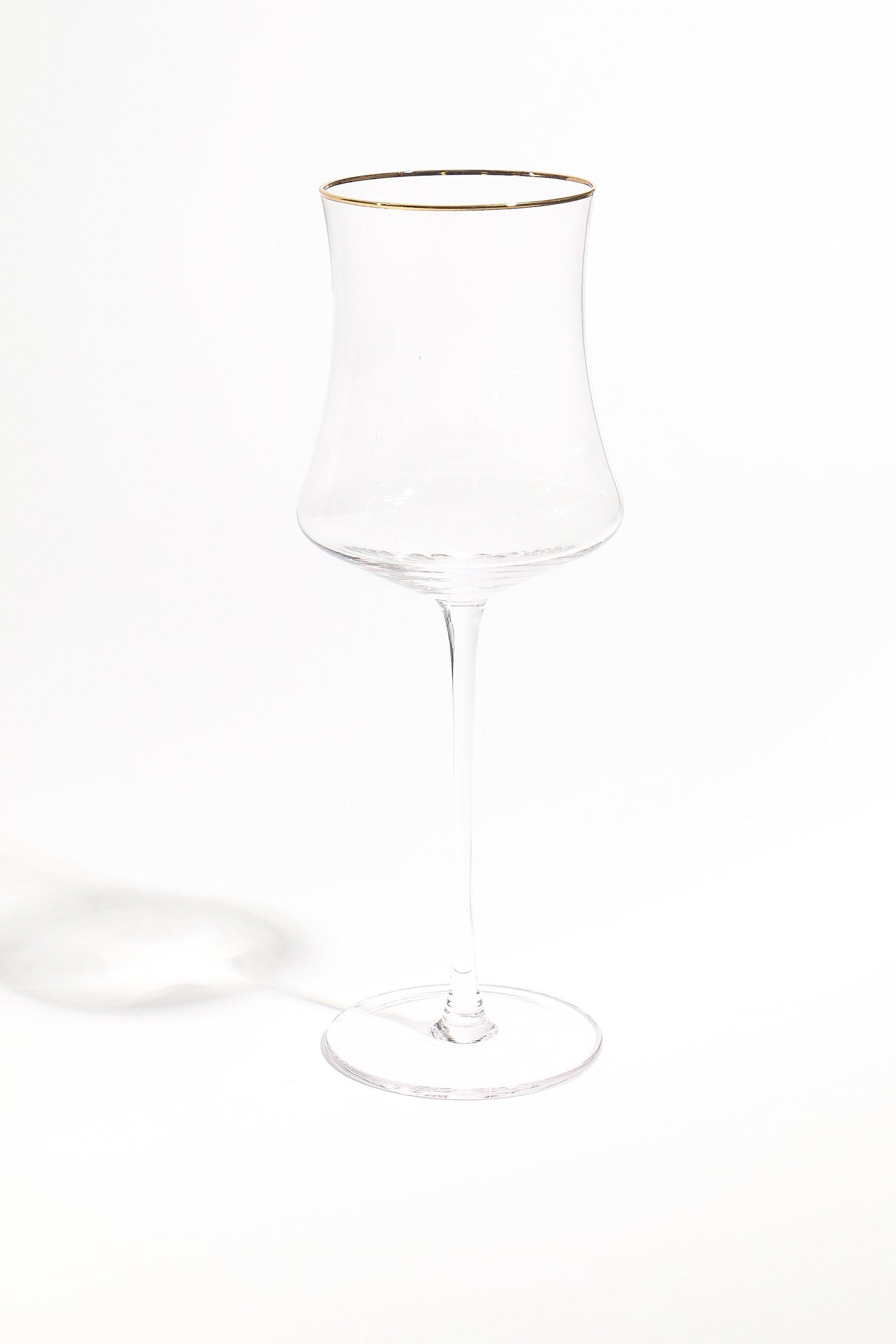 Metallic Rim Glass Wine Glass