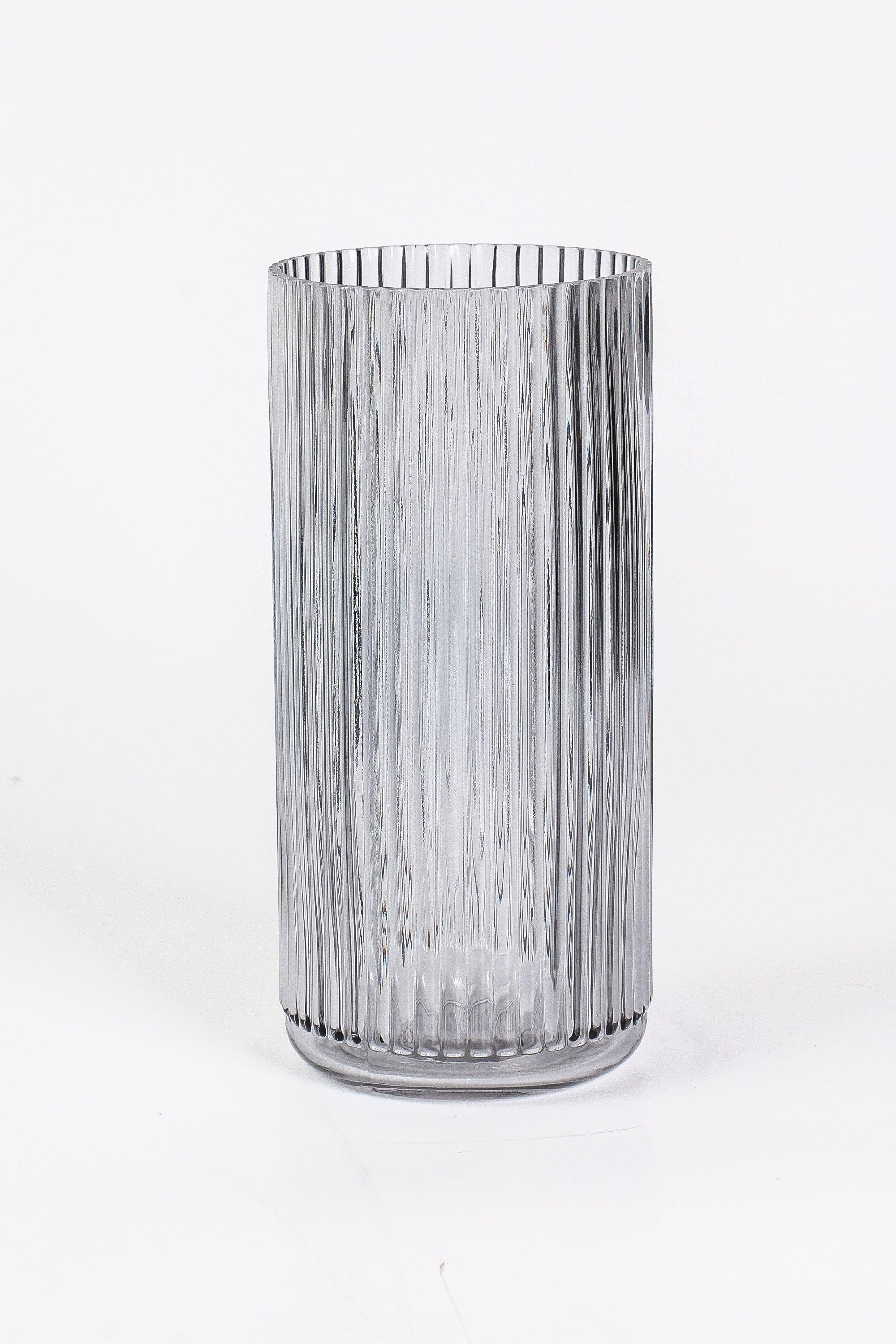 Frost Ribbed Glass Vase, 12x15cm