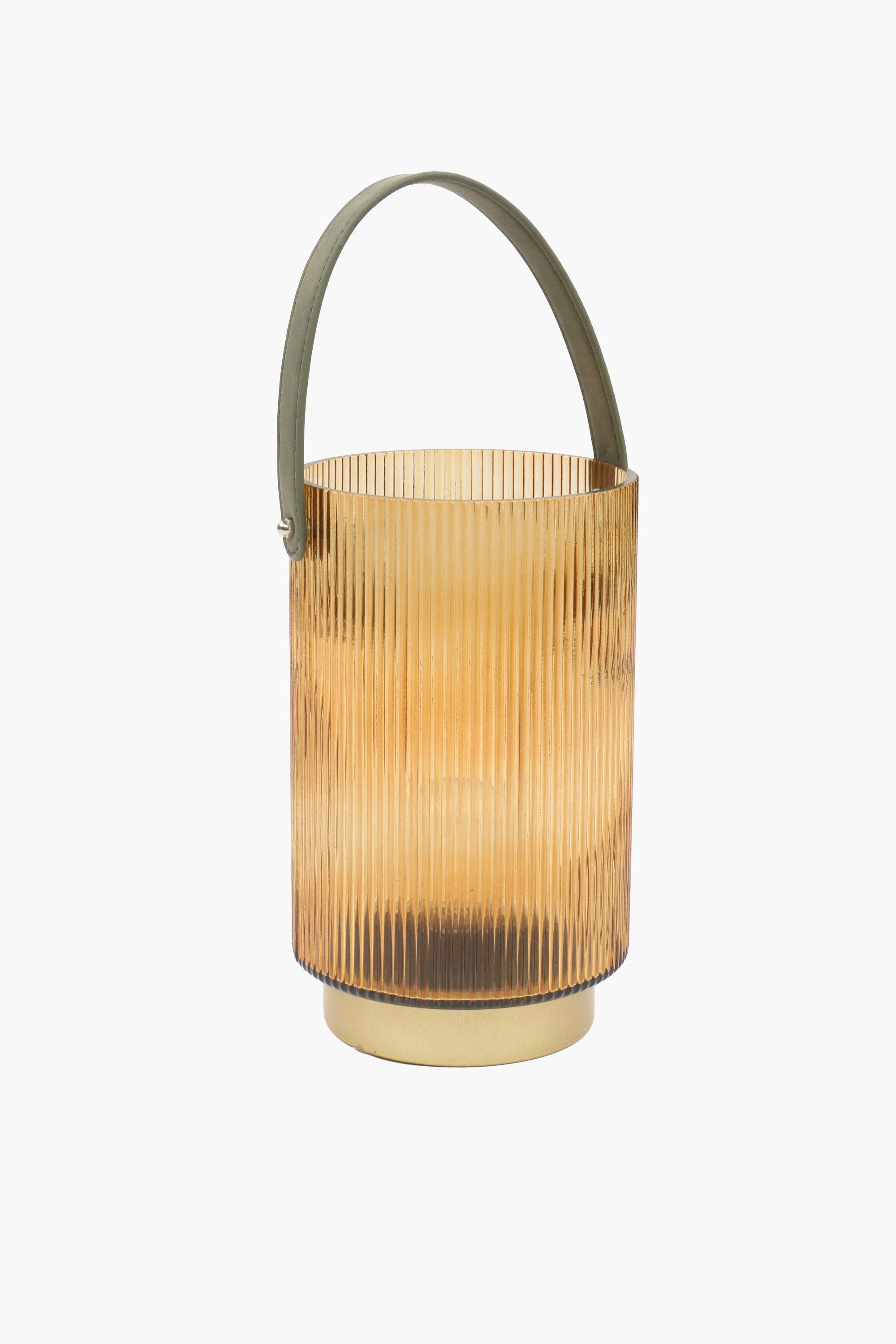 Glass Ribbed Lamp, 14x23cm