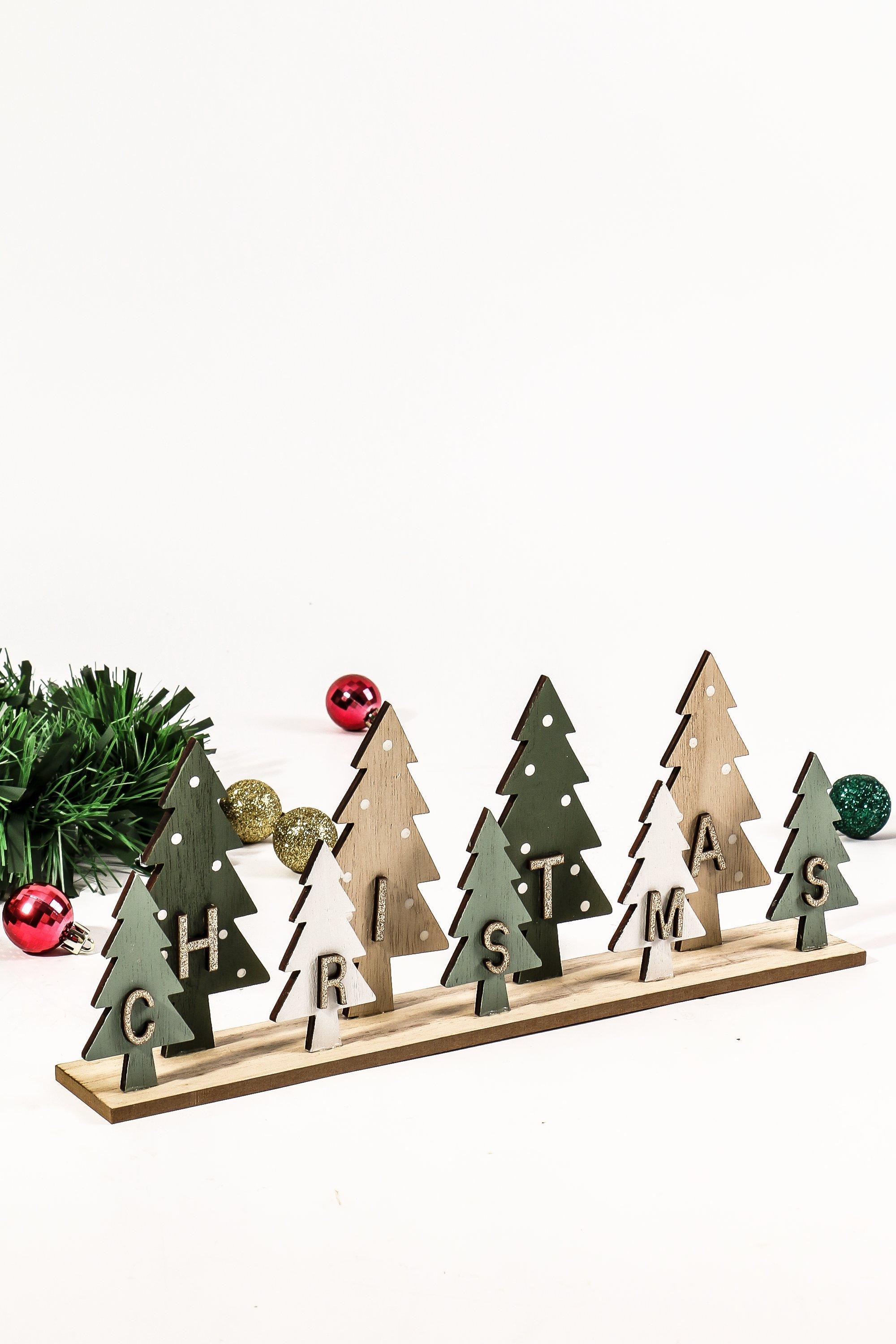 Christmas Tree Wooden Sign, 34x14cm