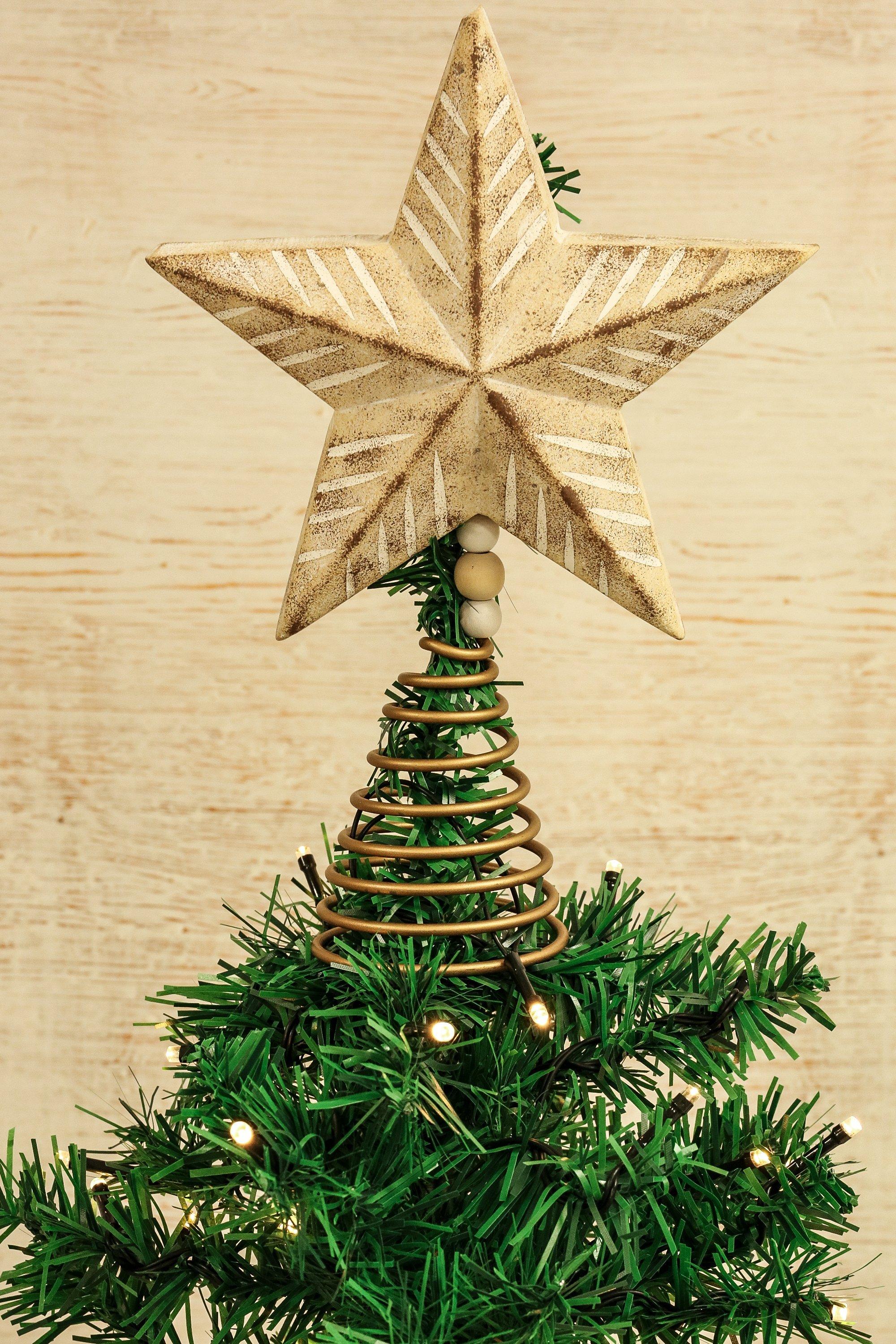 Wooden Star Tree Topper, 18cm