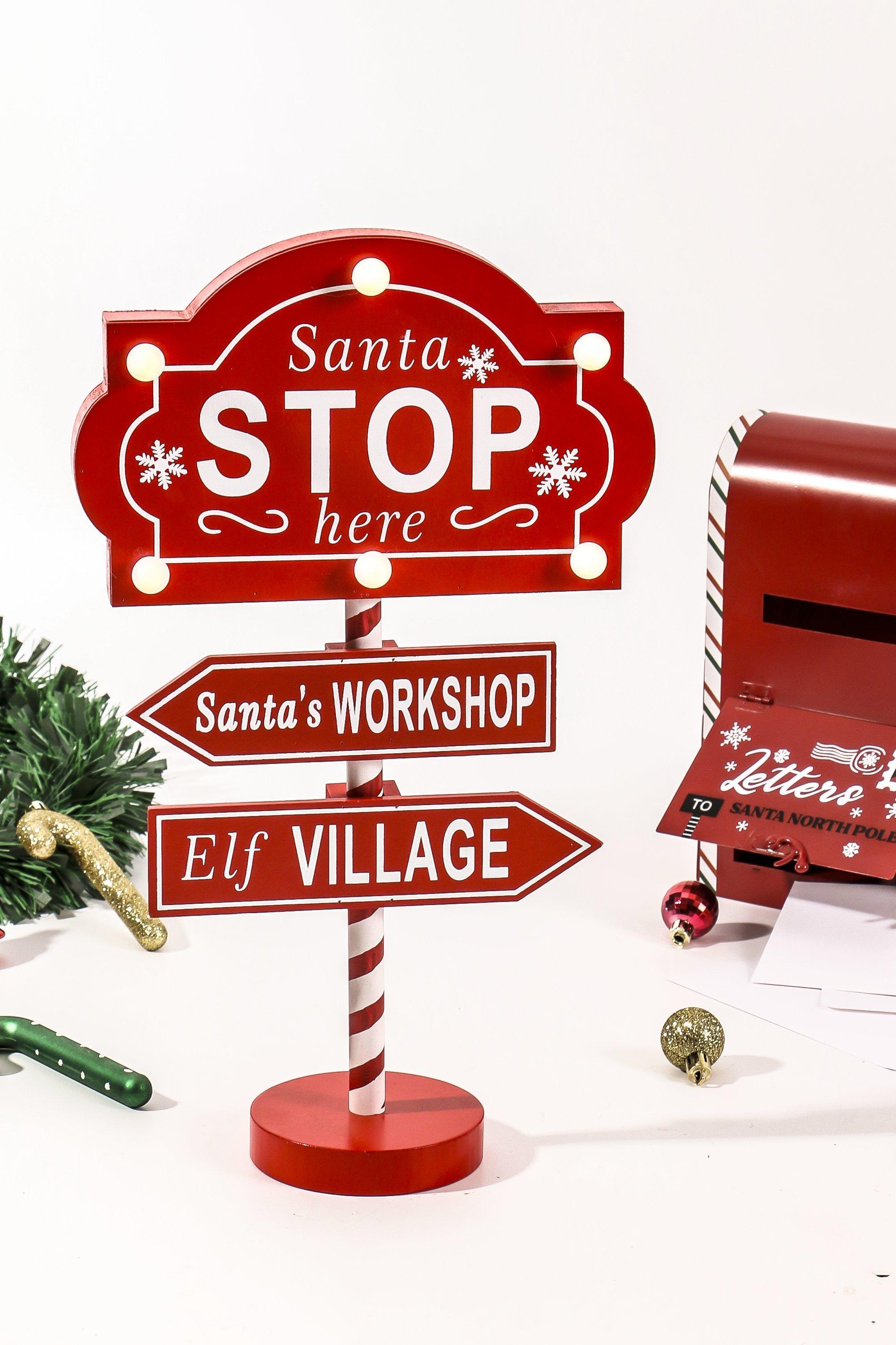 Santa Led Stop Sign, 24x40cm