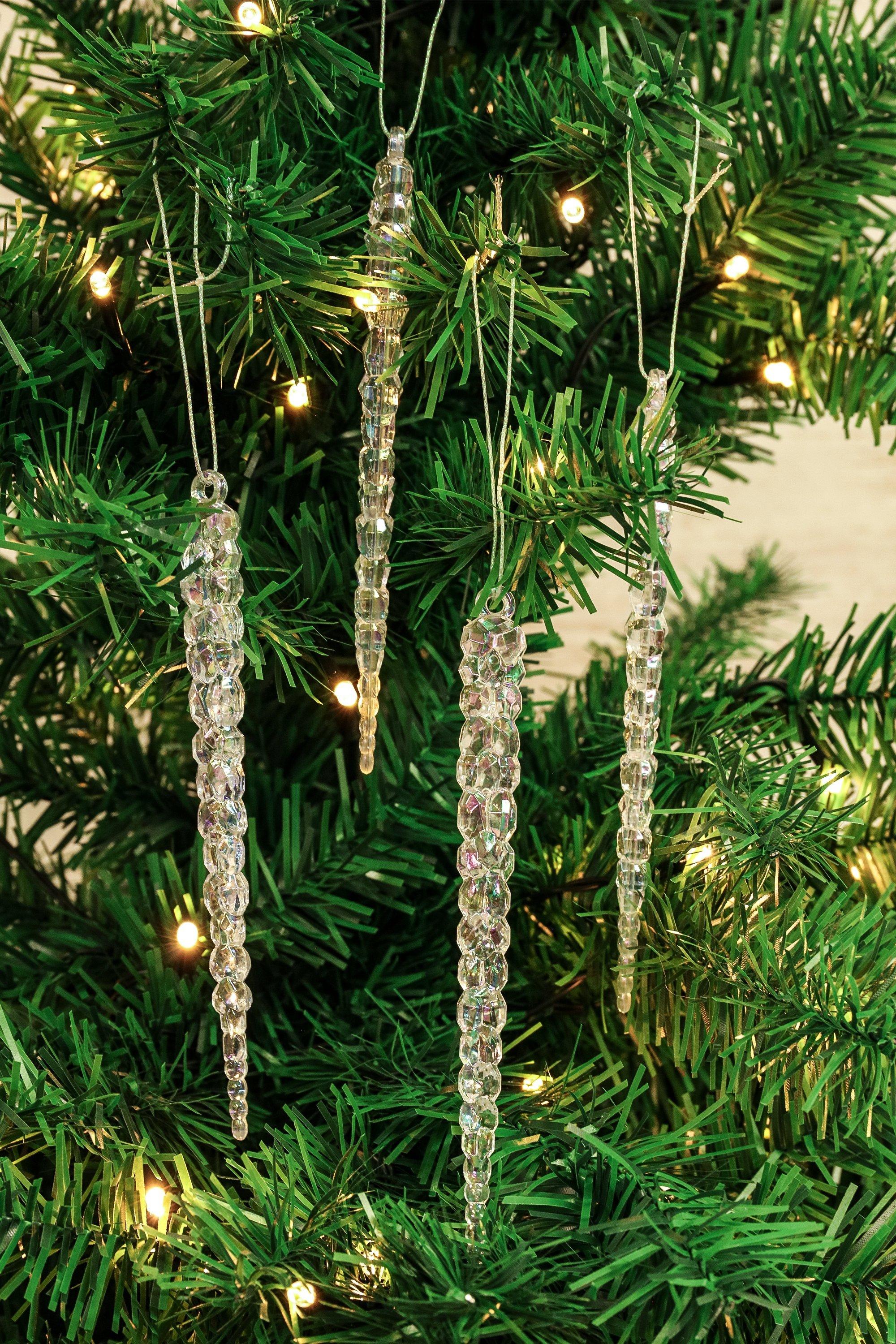 4 Pack Icicle Hanging Decor, 15cm