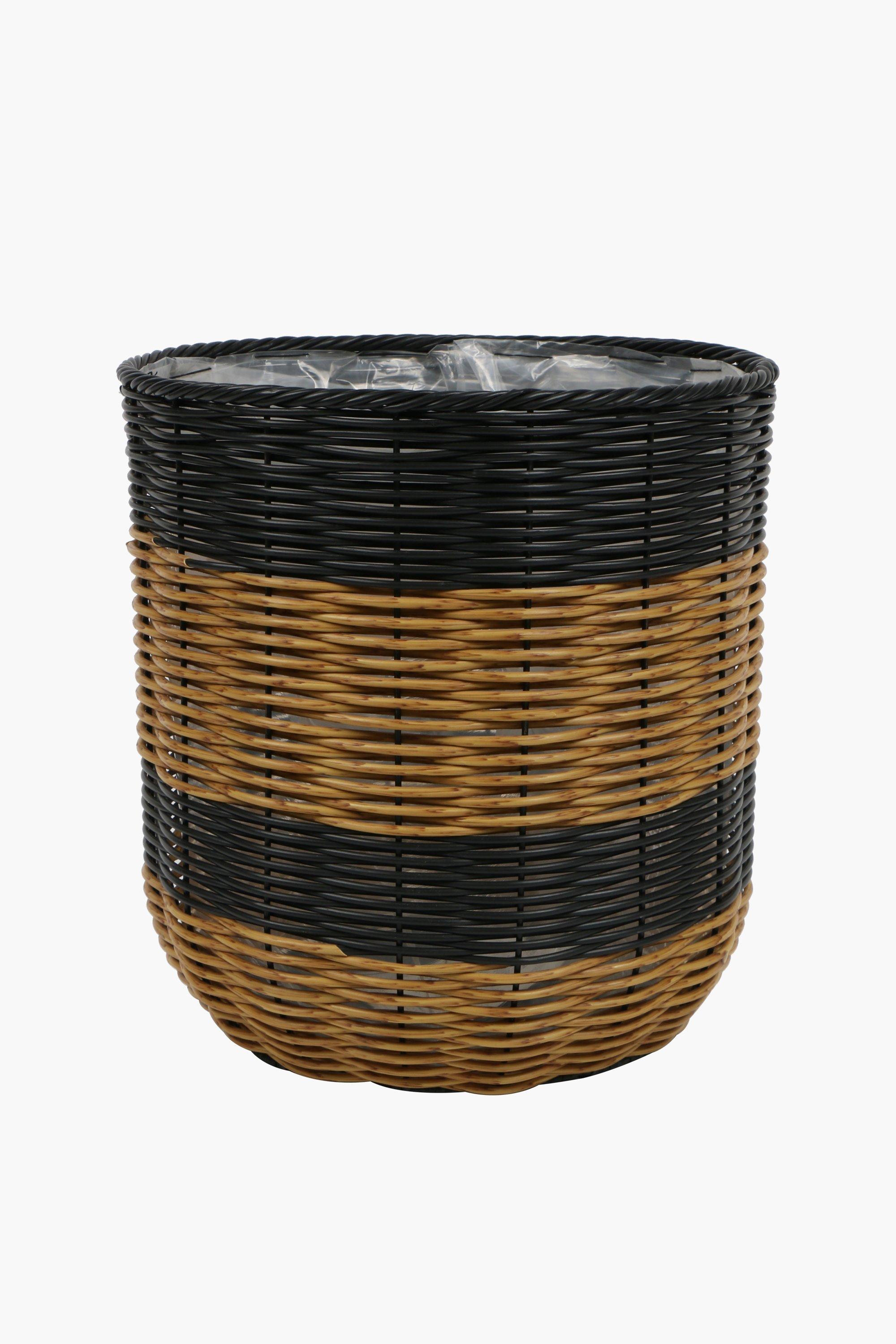 Woven Stripe Basket Planter, 36x38cm