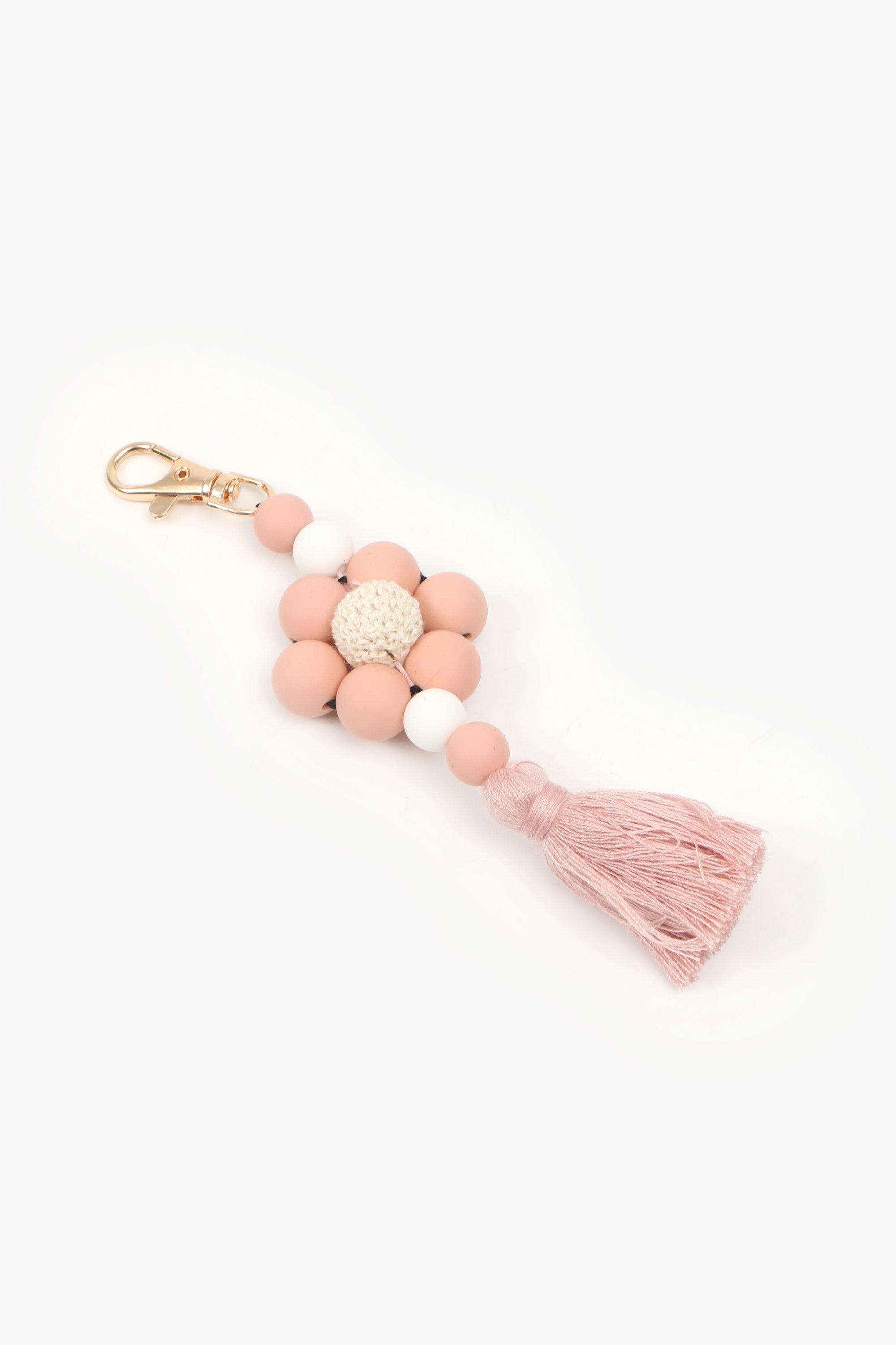 Beaded Flower Key Ring