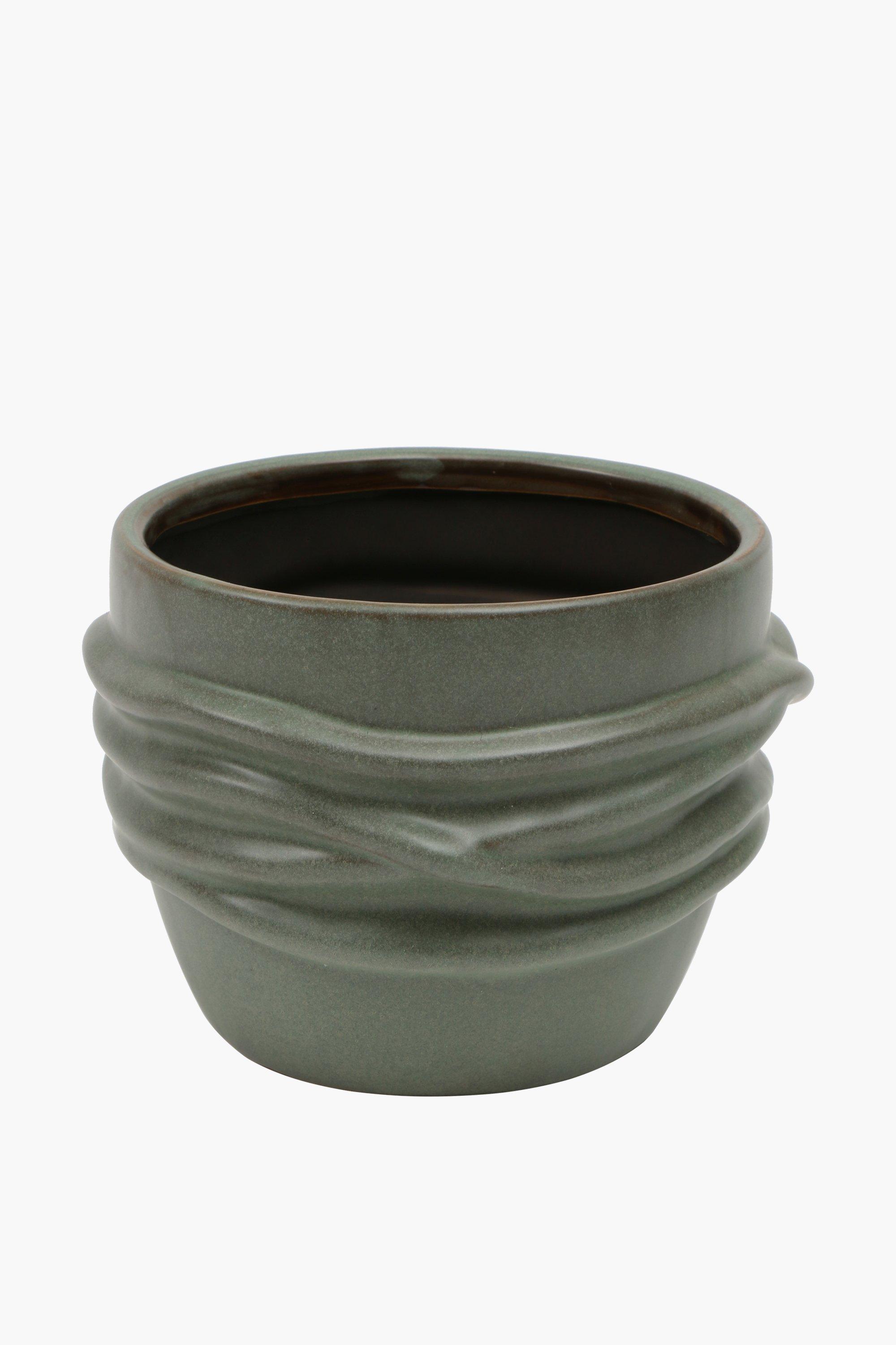 Twisted Ceramic Planter, 18x13cm