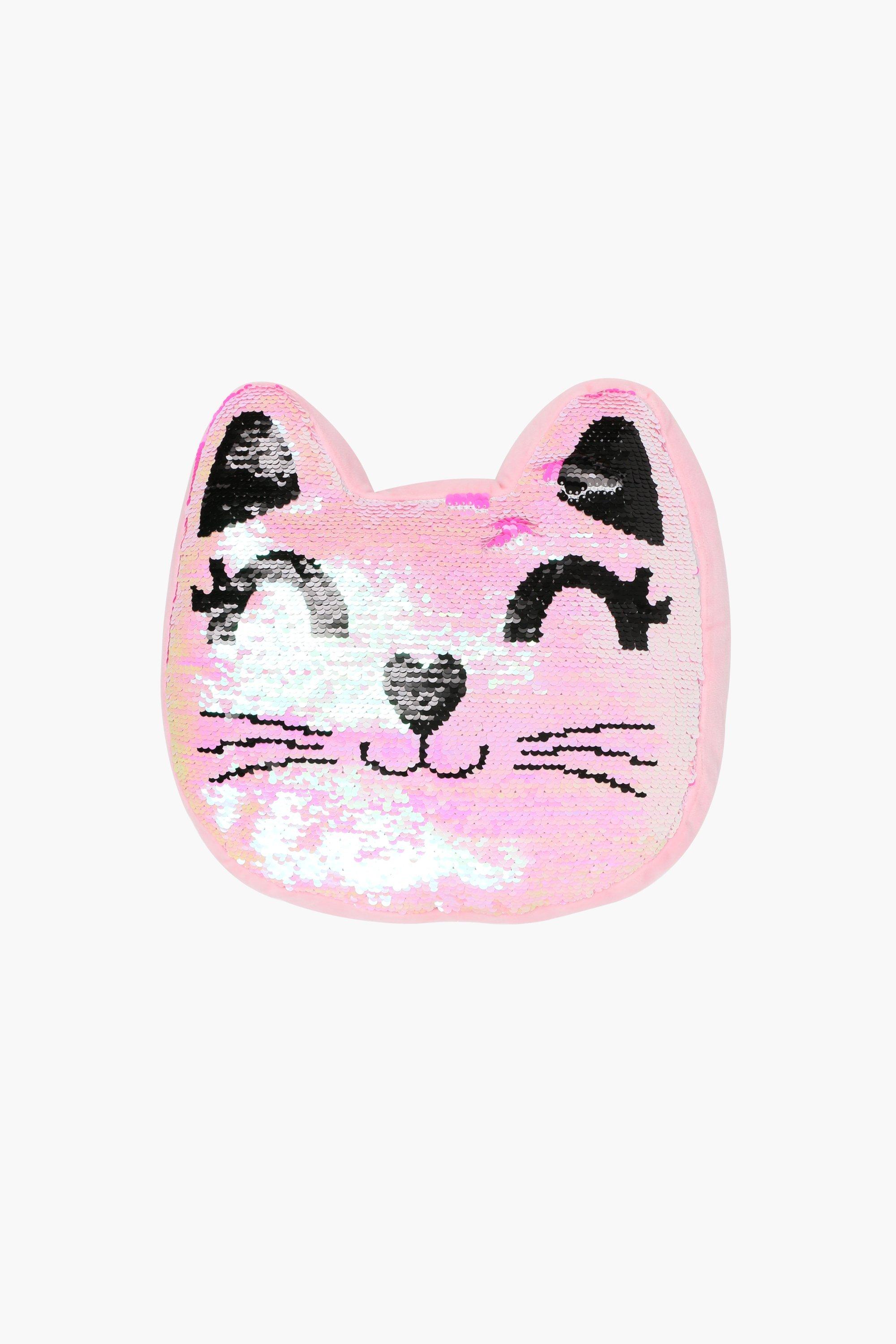 Cat Sequins Shaped Cushion, 30x30cm