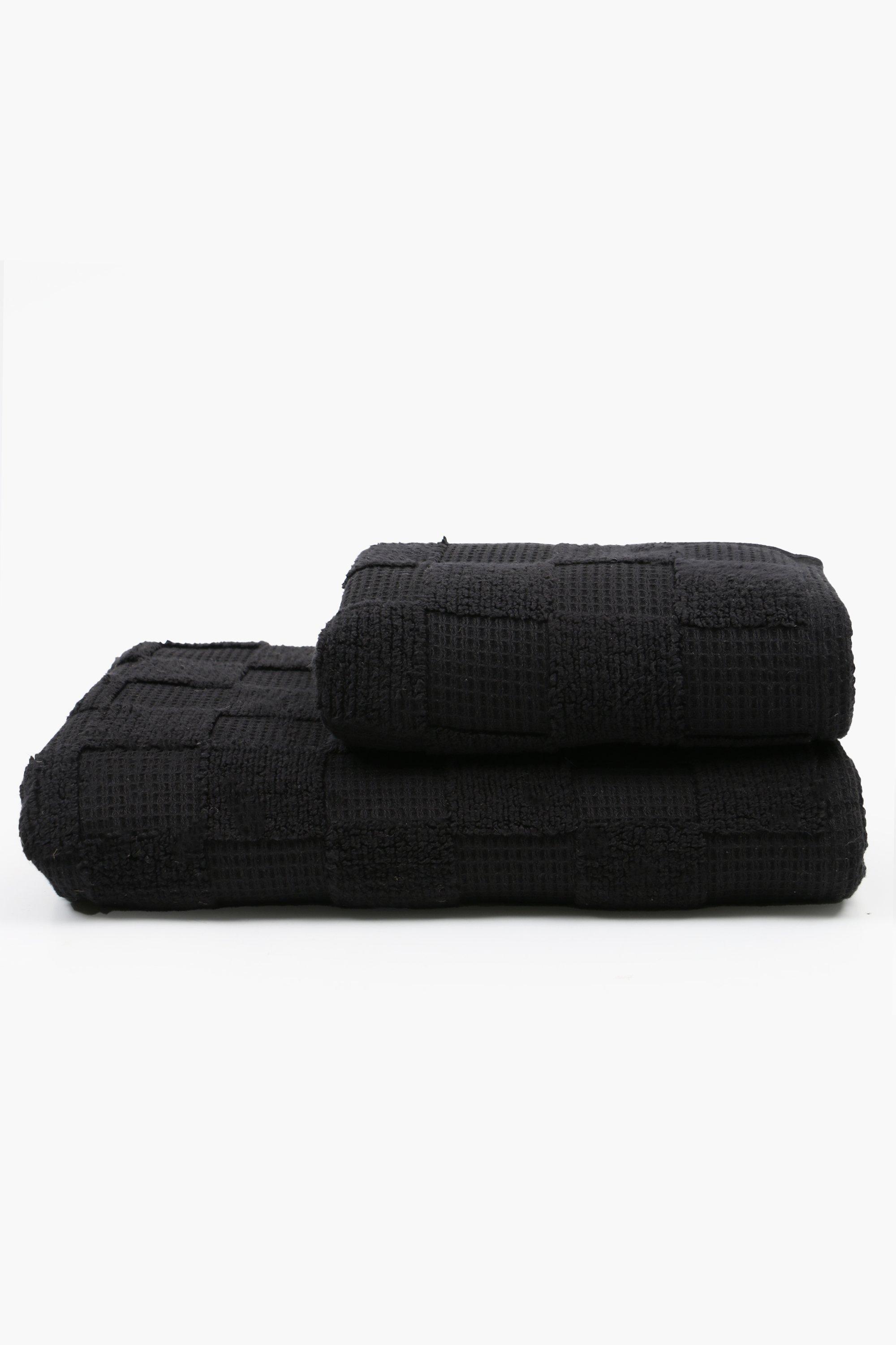 2 Pack Waffle Block Cotton Towel Set
