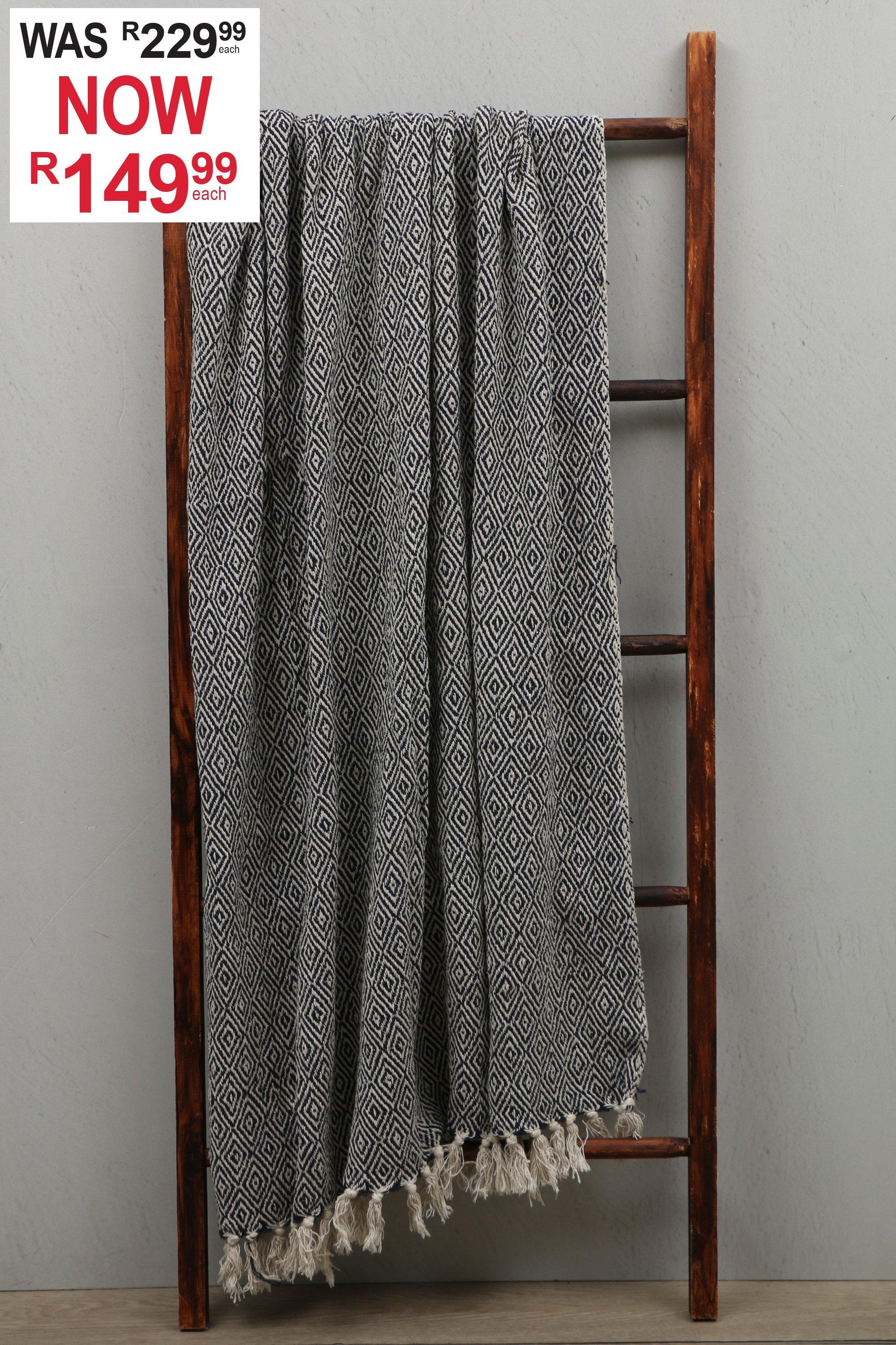 Polycotton Diamond Geo Throw, 140x180cm