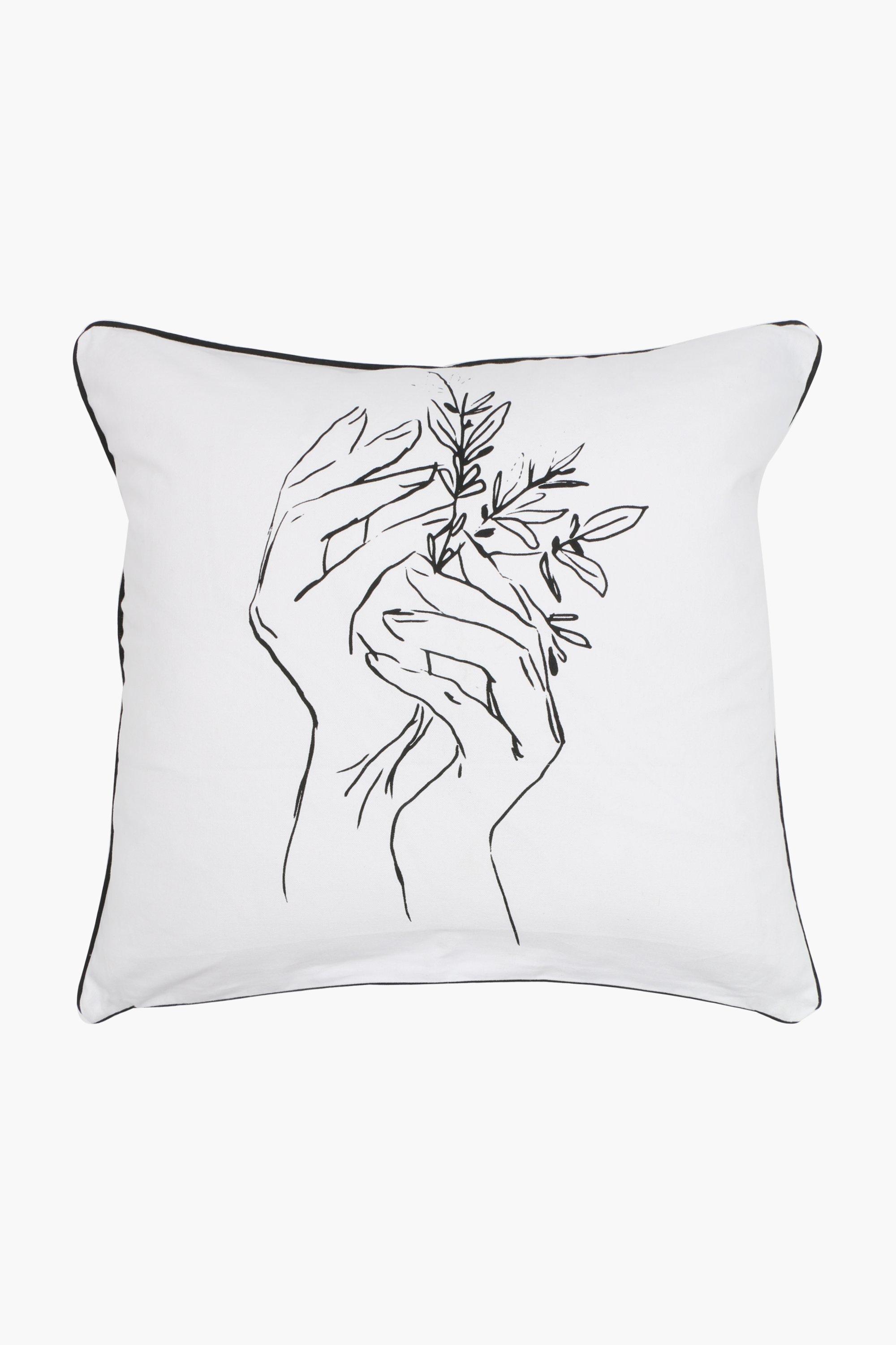 Hands Line Drawing Scatter Cushion Cover, 60x60cm