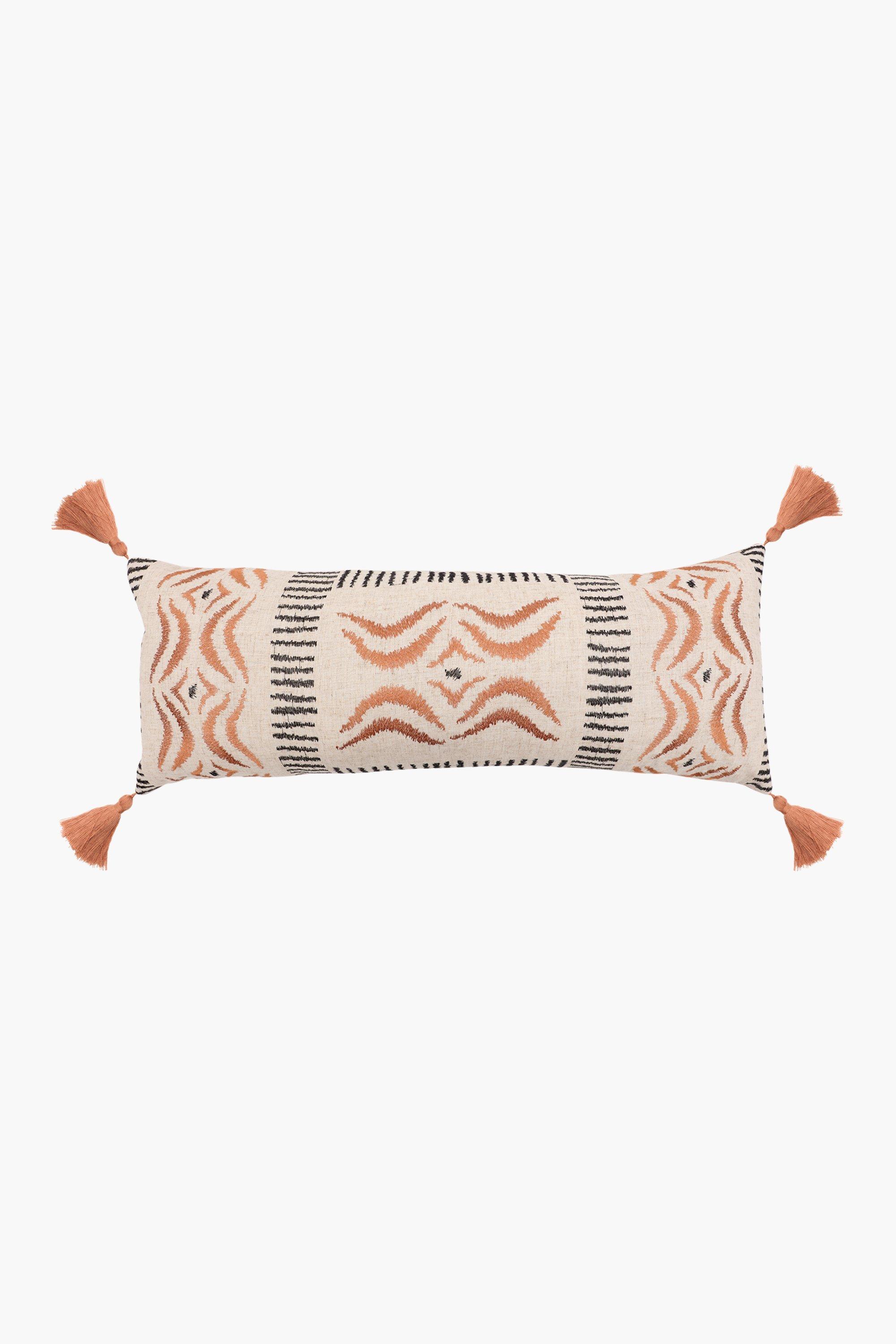 Embroidered South Bank Cotton Scatter Cushion, 30x80cm