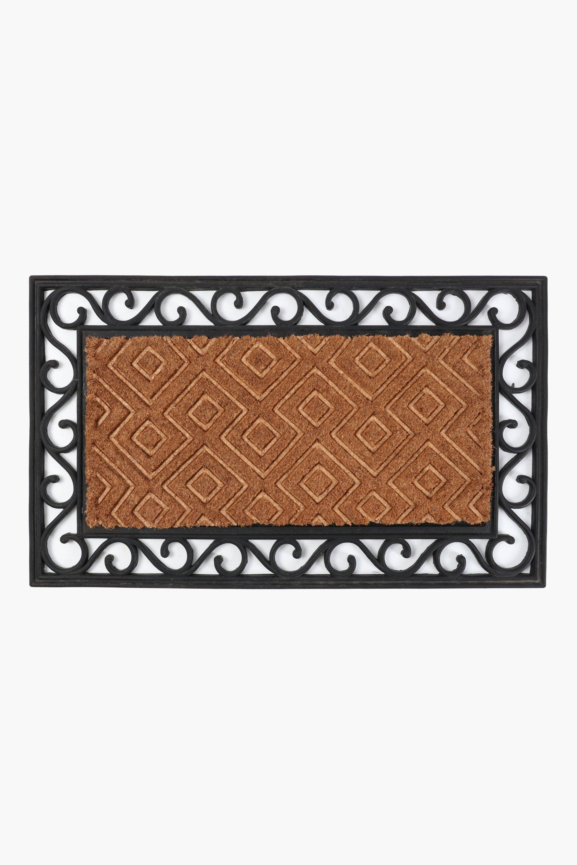 Coir Rubber Ornate Border Door Mat, 45x75cm