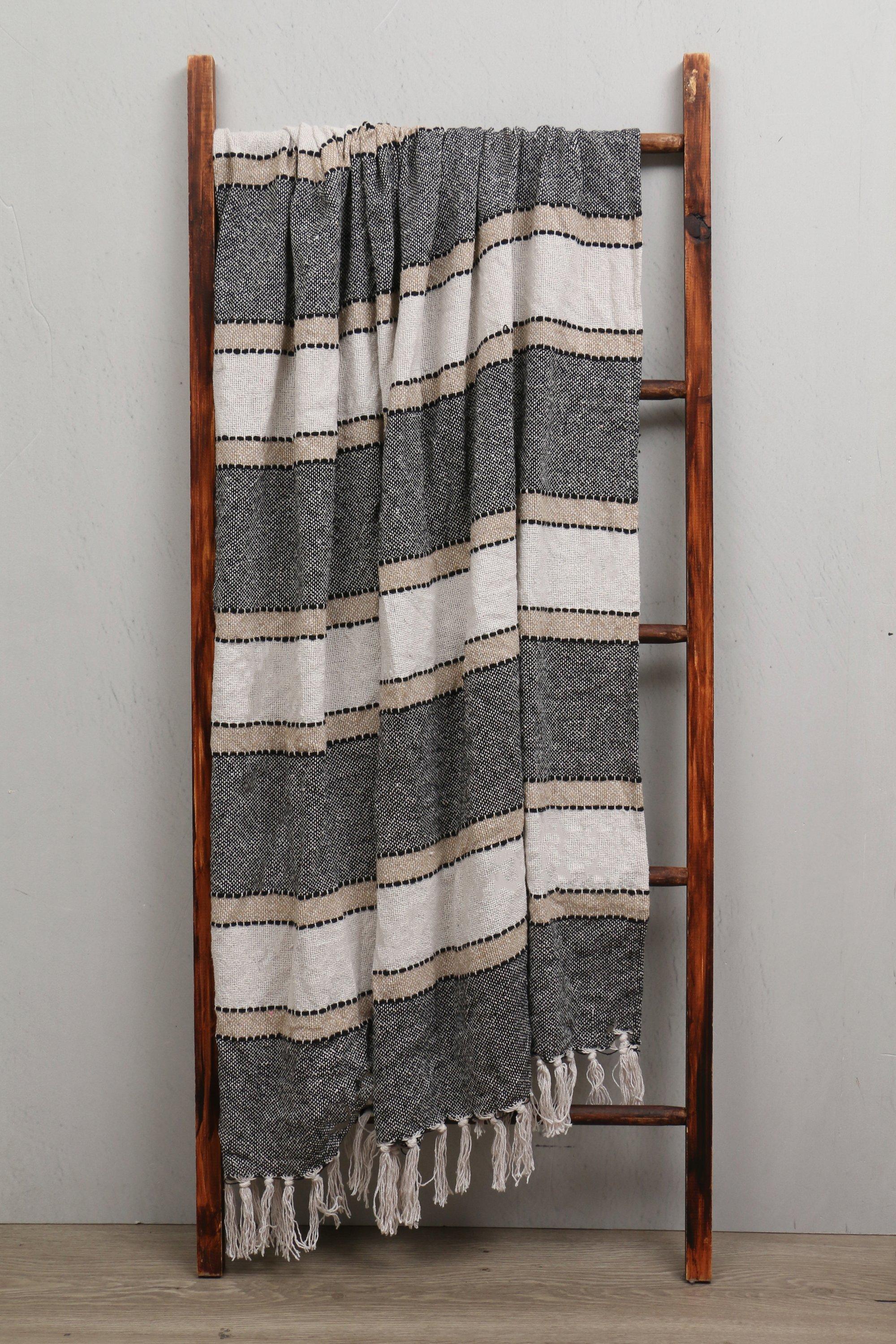 Polycotton Textured Stripe Throw, 125x150cm