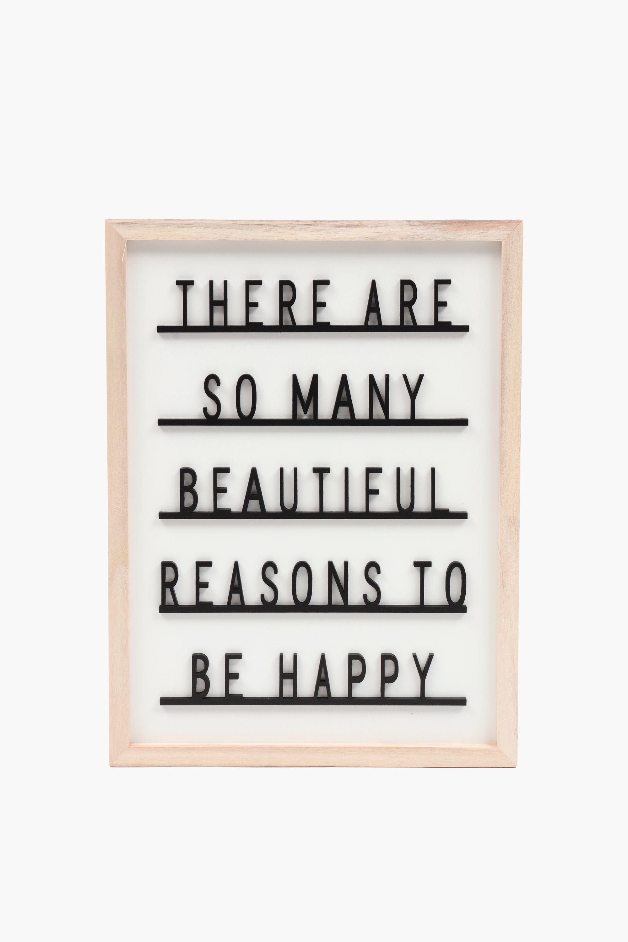 Happy Reasons Hanging Sign, 30x70cm