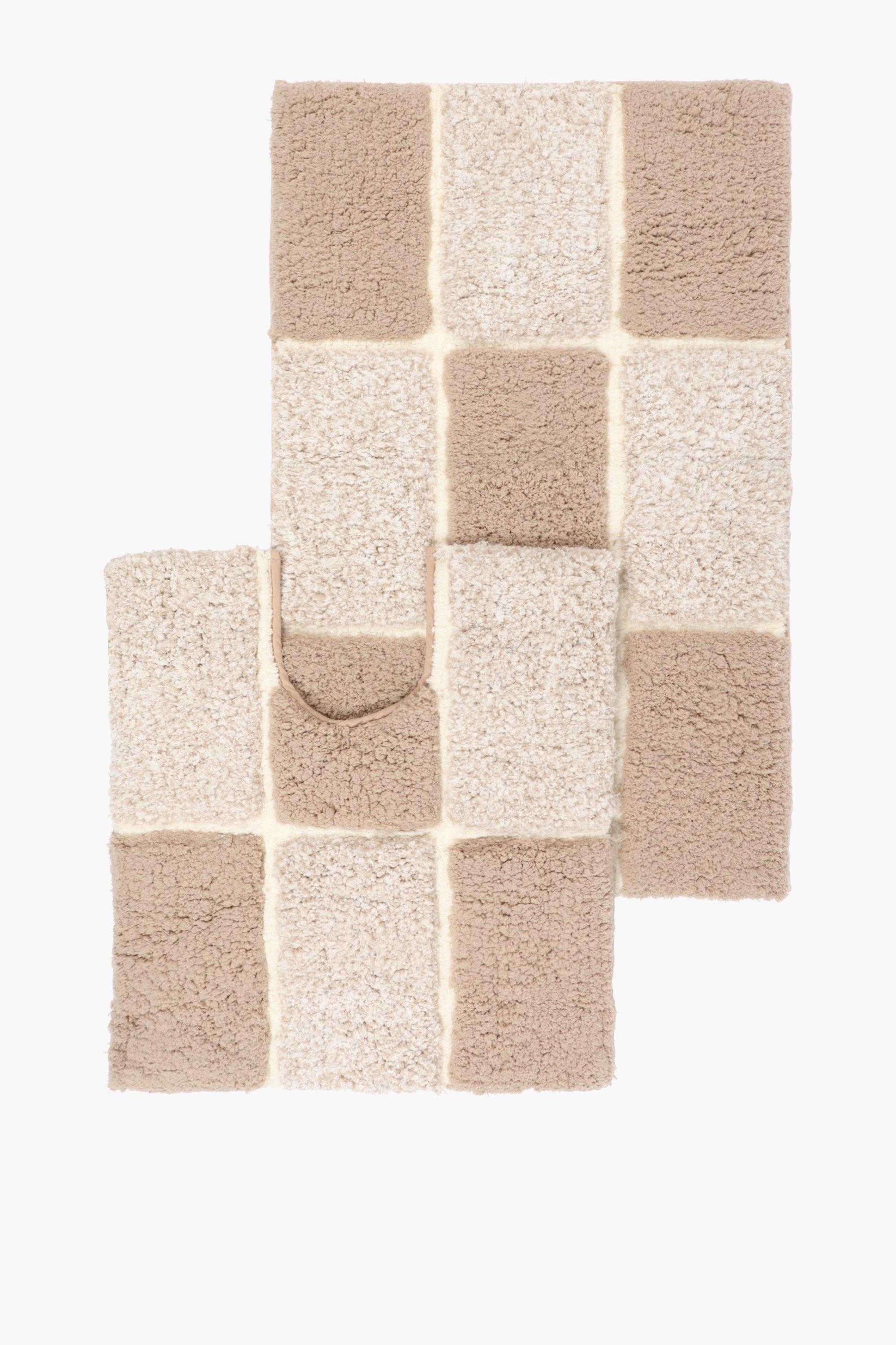 2 Piece Cubes Bath Mat Set