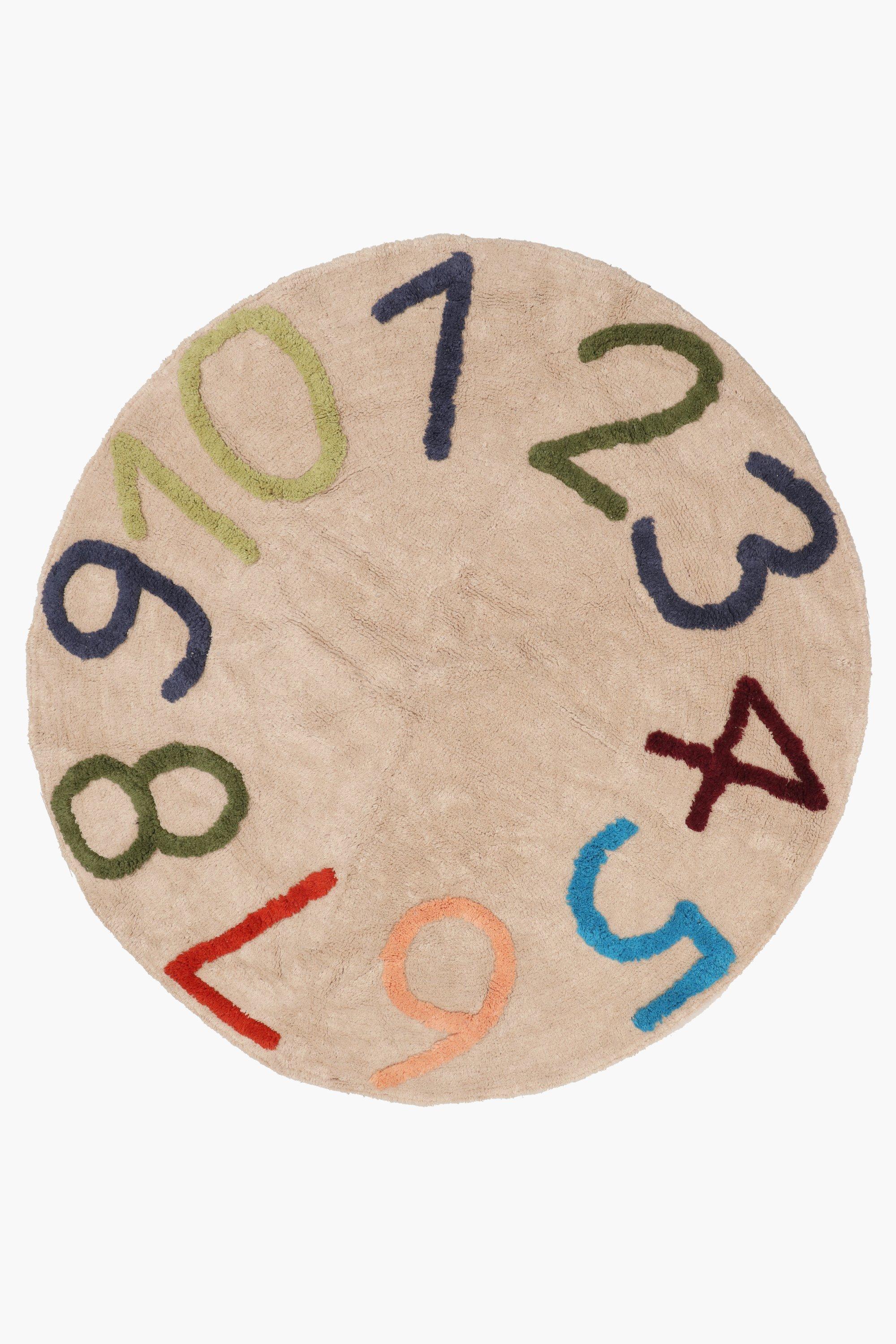 Tufted Numbers Rug Round, 120cm