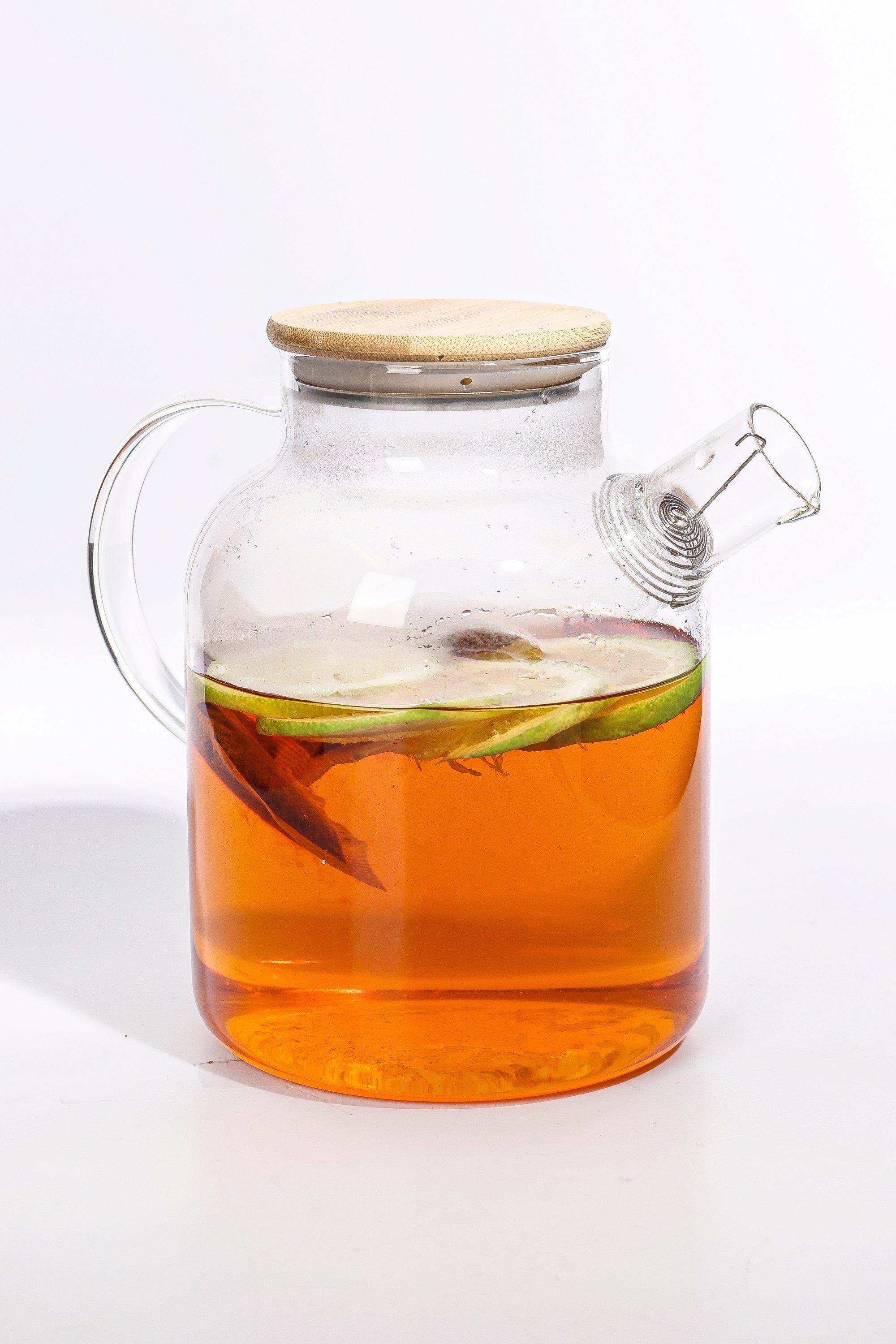 Glass Teapot With Wooden Lid