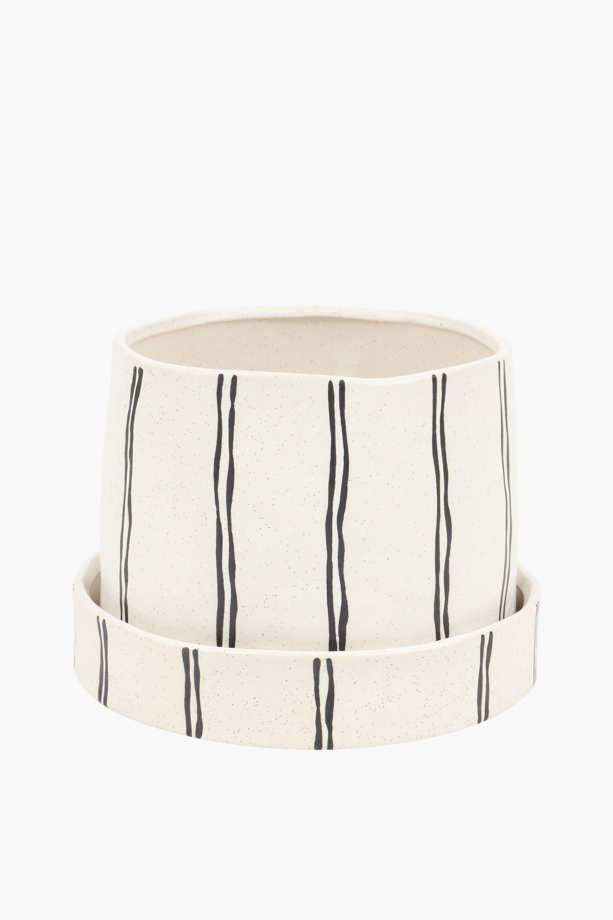 Ceramic Stripe Planter, 16x21cm